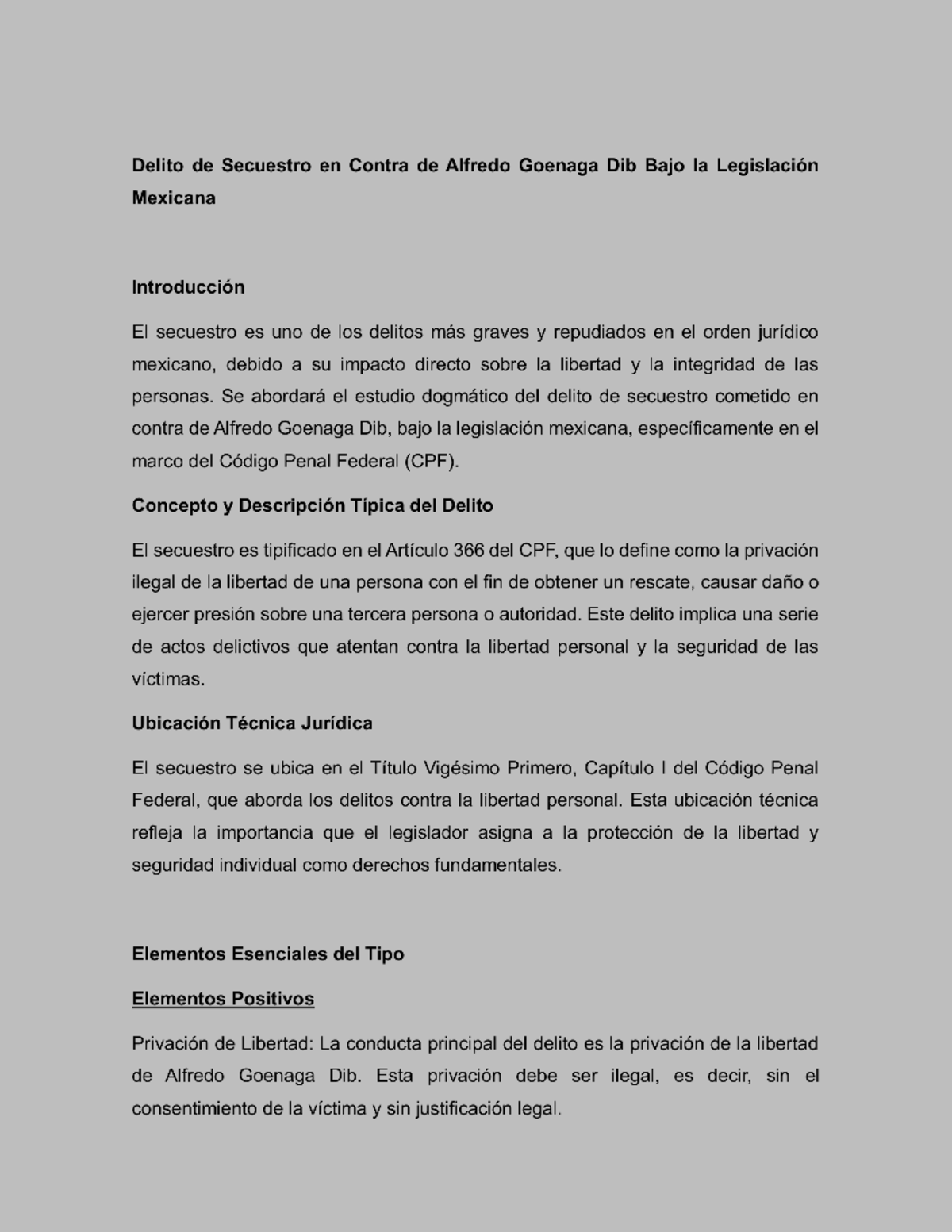 Alfredo Goenaga Dib Bajo la Legislación Mexicana - Se abordará el ...