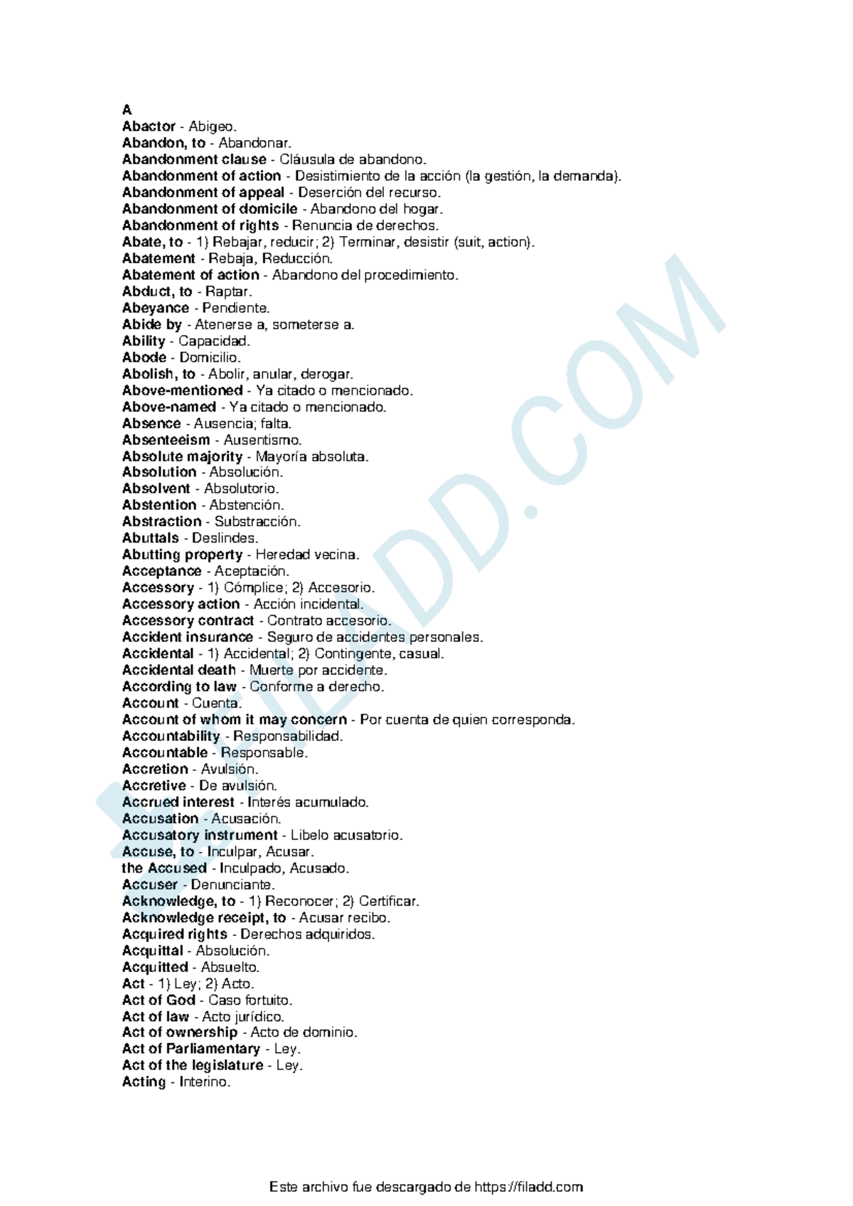 Ingles Juridico - Glosario Tecnico - A Abactor - Abigeo. Abandon, to ...