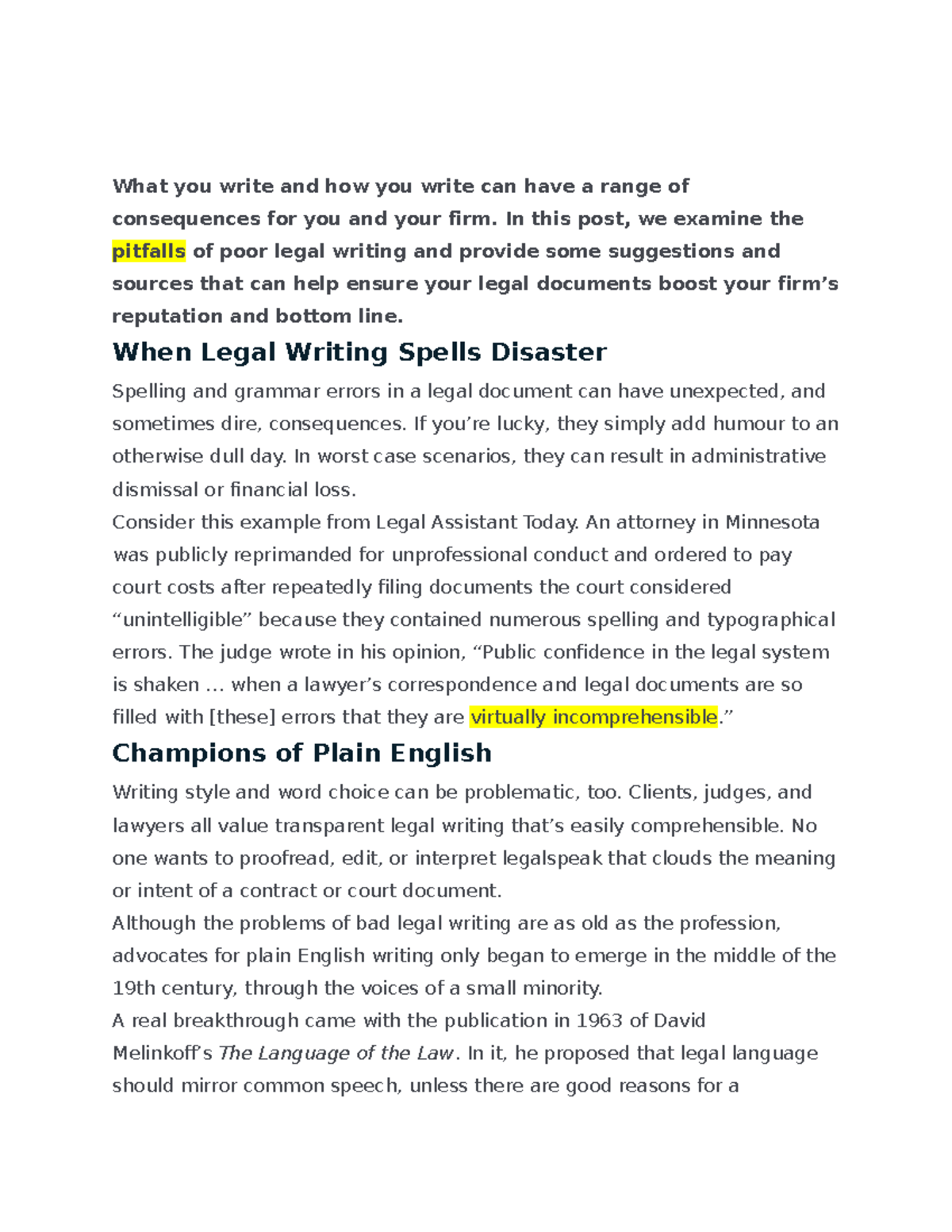 Danger of legal writing - What you write and how you write can have a ...