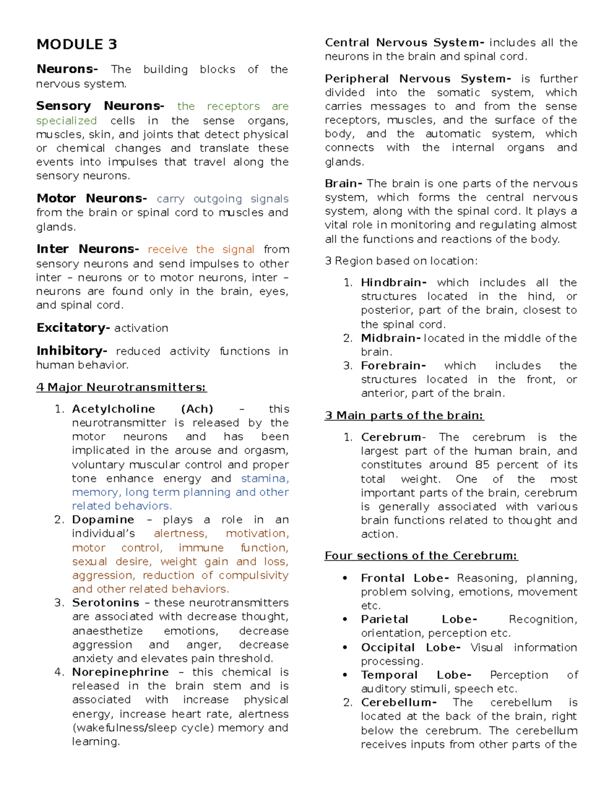 Reviewer - some notes for crim student - MODULE 3 Neurons- The building ...