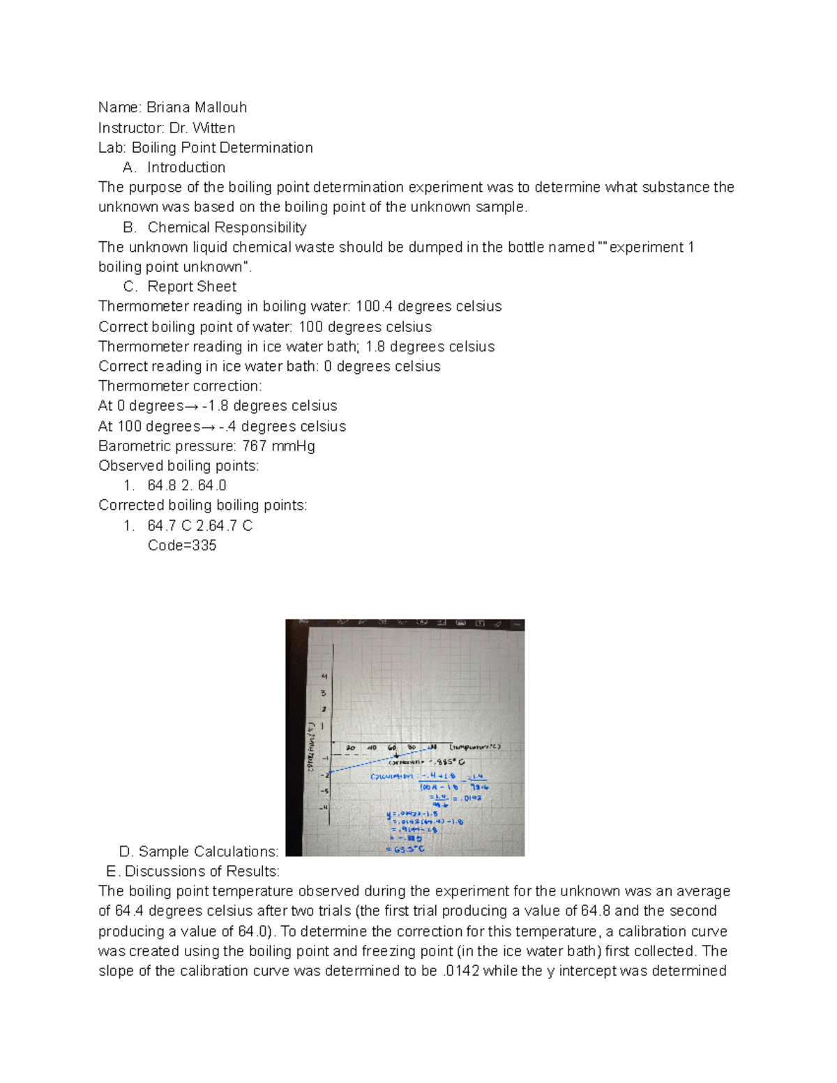 Post Lab - Lab for Lab 1 - Name: Briana Mallouh Instructor: Dr. Witten ...