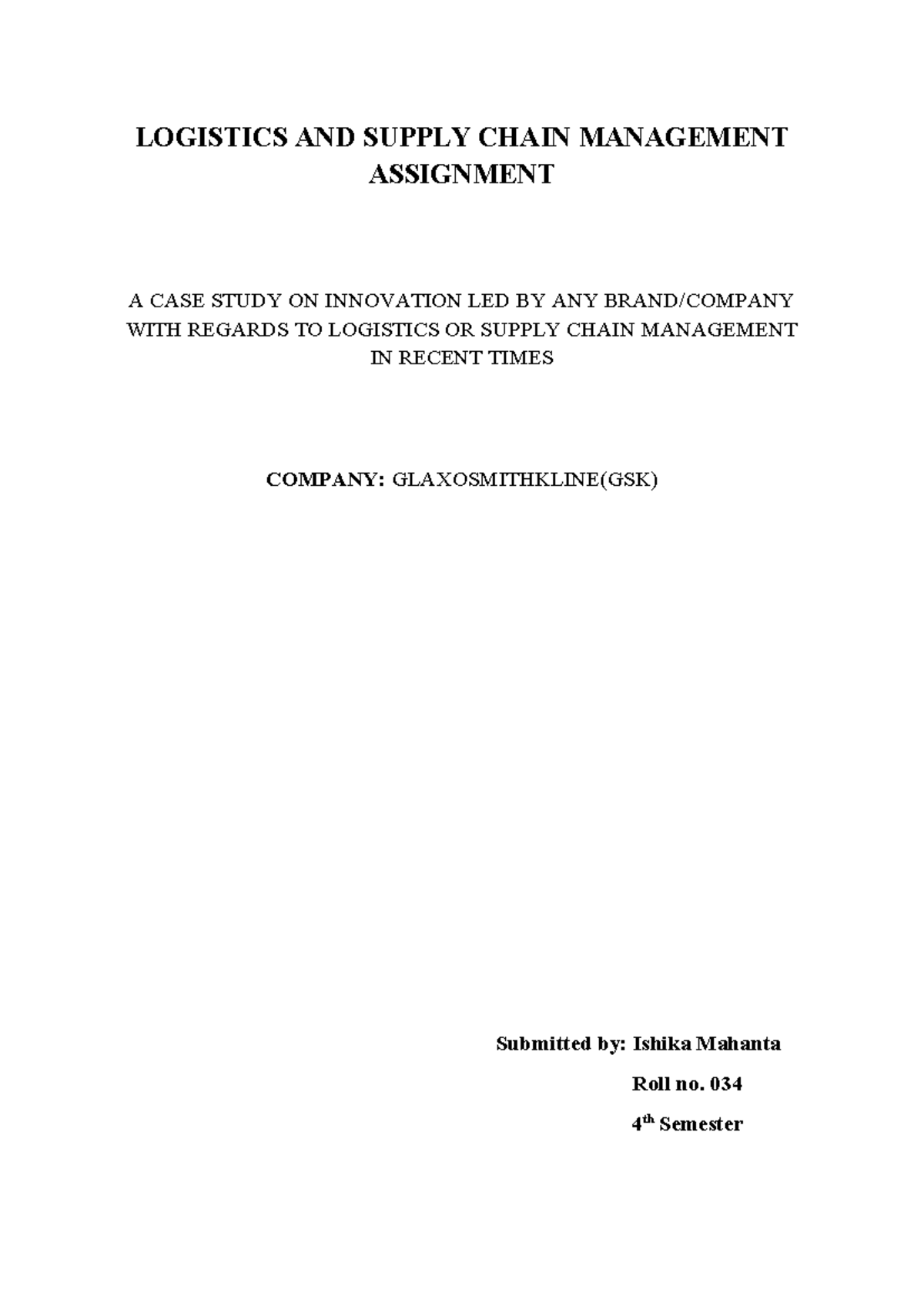 Logistics AND Supply Chain Management Assignment - LOGISTICS AND SUPPLY ...