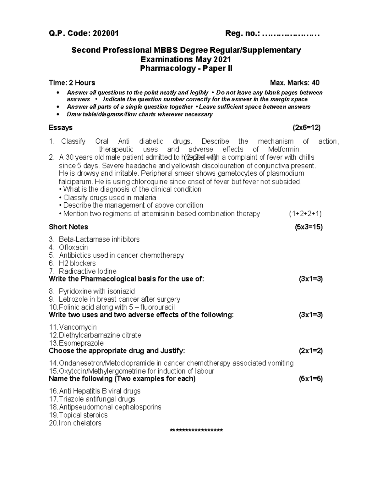 202001 - questuon - Q. Code: 202001 Reg. no ...