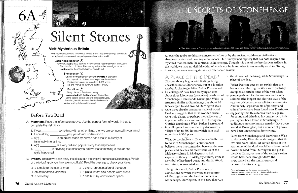 Unit-6 - Chúc các bạn học tốt - THE SECRETS OF STONEHENGE 6A 1 2 Silent ...