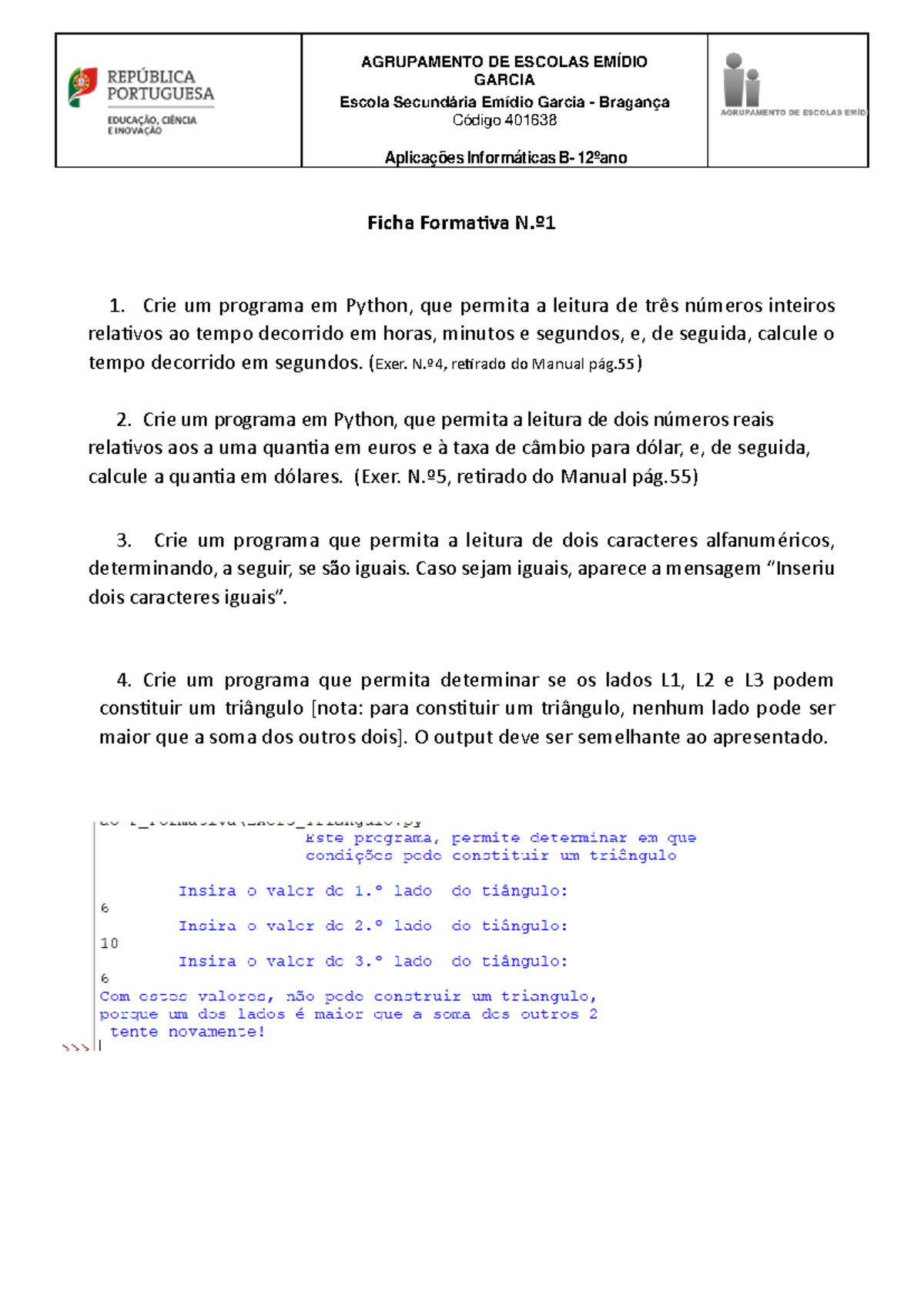 Ficha formativa - o artigo 73 do consumidor - Ficha Formativa N.º 1 ...