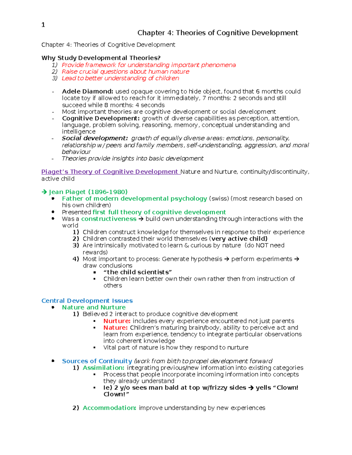 Chapter 4 Textbook and Chapter Notes - 1 Chapter 4: Theories of ...
