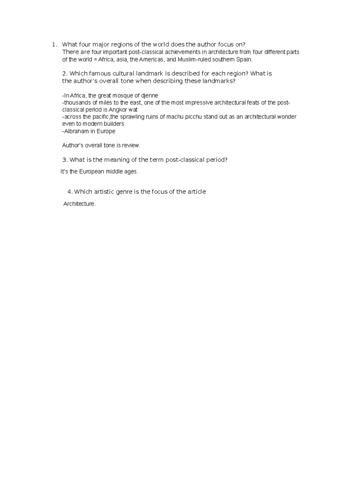 What four major regions of the world does the author focus on - Which ...