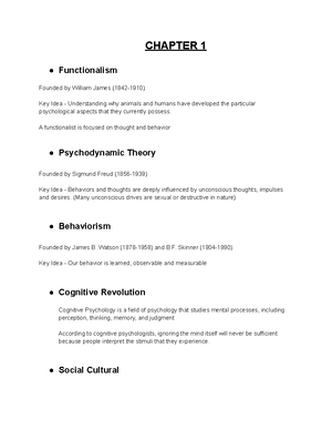 Chapter 1 - Introduction to Psychology, Class notes - Psychology 1010 ...