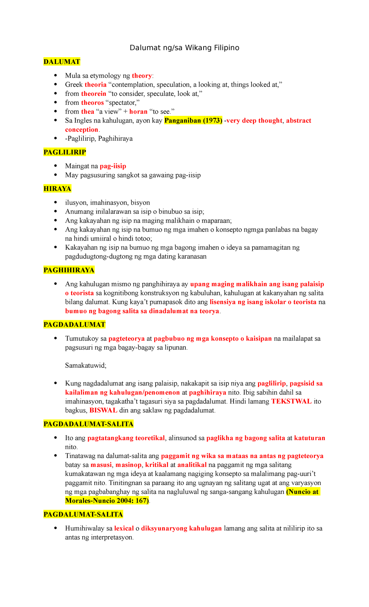 Dalumat Notes - Dalumat ng/sa Wikang Filipino DALUMAT Mula sa etymology ...