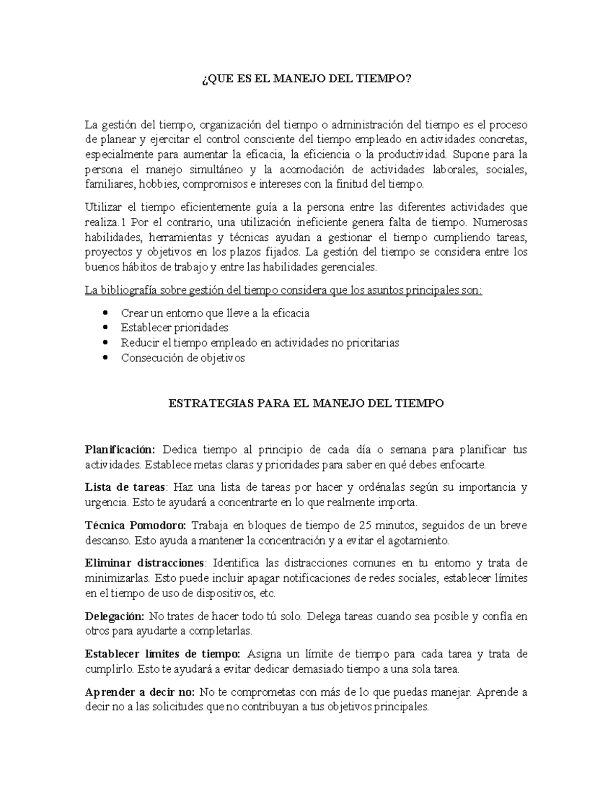 QUE ES EL Manejo DEL Tiempo - ¿QUE ES EL MANEJO DEL TIEMPO? La gestión ...