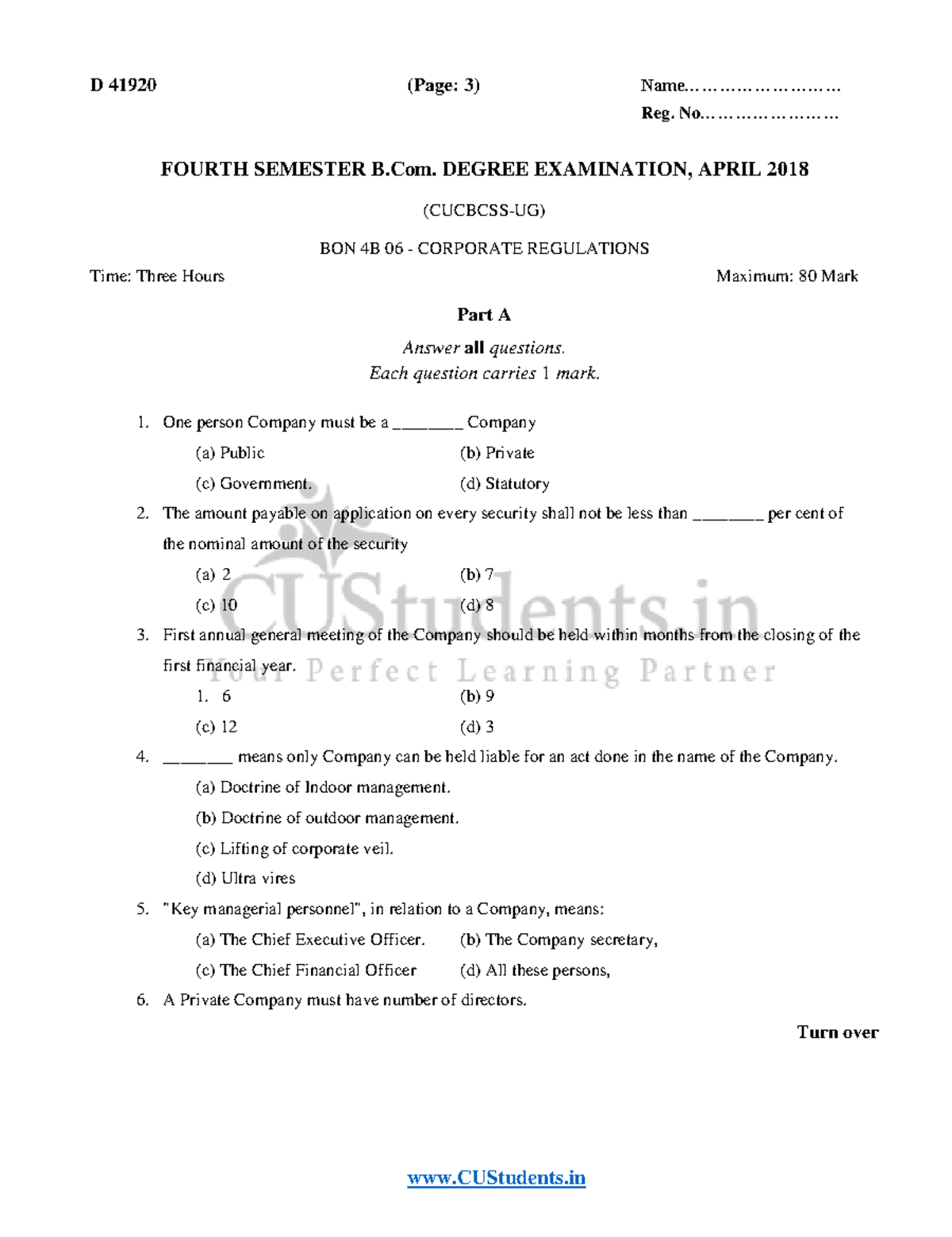 2018 Question Paper - STUDY - CUStudents D 41920 (Page: 3) Name