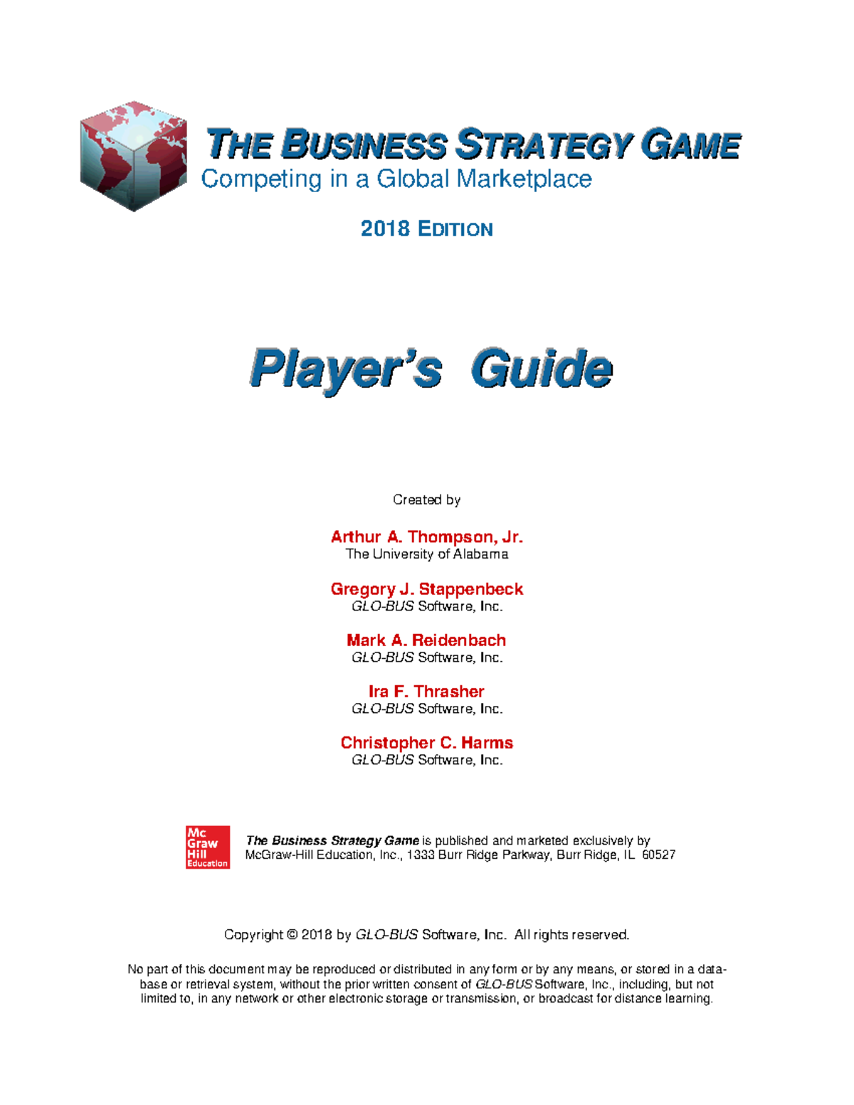Players Guide 2018 - THE BUSINESS STRATEGY GAME Competing in a Global ...