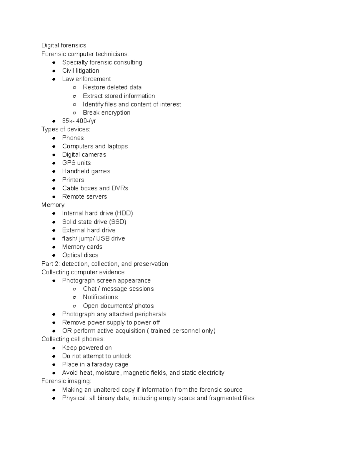 Lecture 31: digital forensics - Digital forensics Forensic computer ...