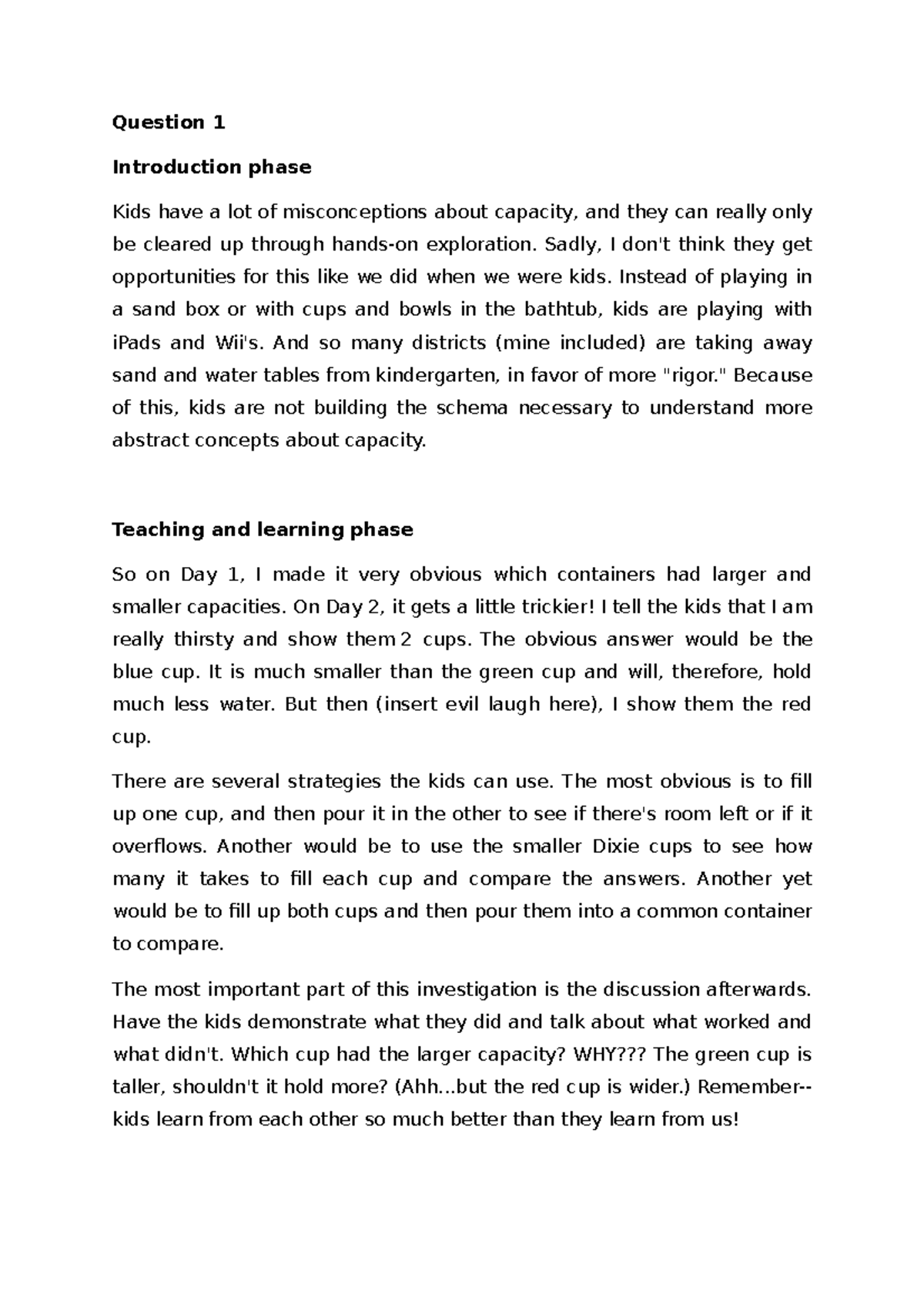 RMAT 211 - assignment - Question 1 Introduction phase Kids have a lot ...