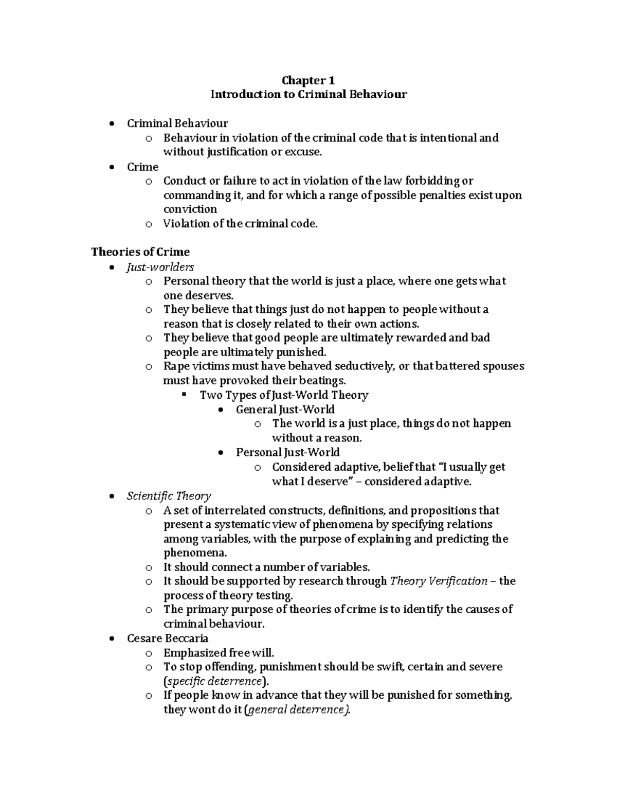 Summary Criminal Behavior: A Psychological Approach - Chapters 1-9, 11 ...