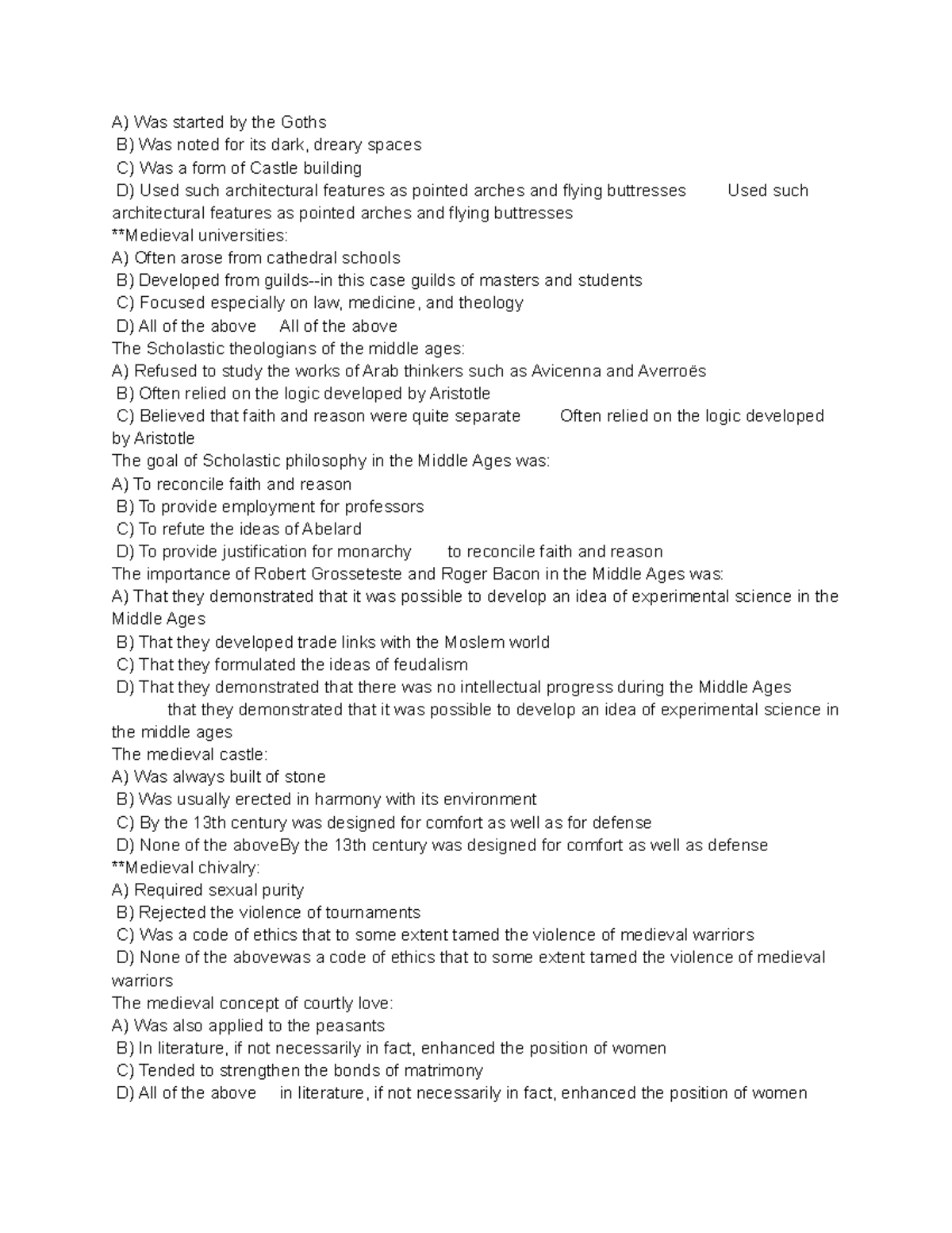 History 150- Zhuk (10) - test 2 answers - A) Was started by the Goths B ...