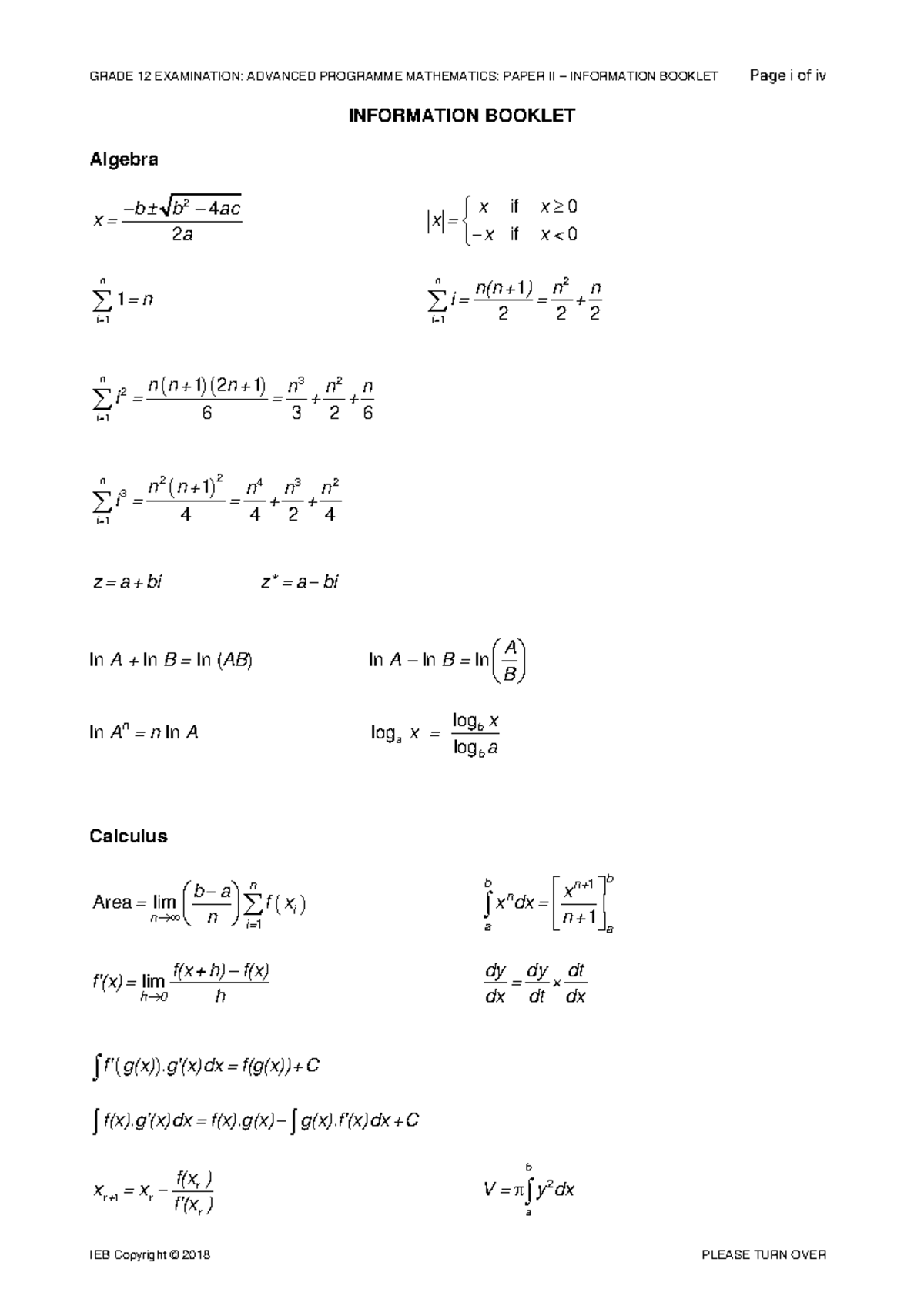 Advanced Programme Maths P2 Info Book 2018 - GRADE 12 EXAMINATION ...