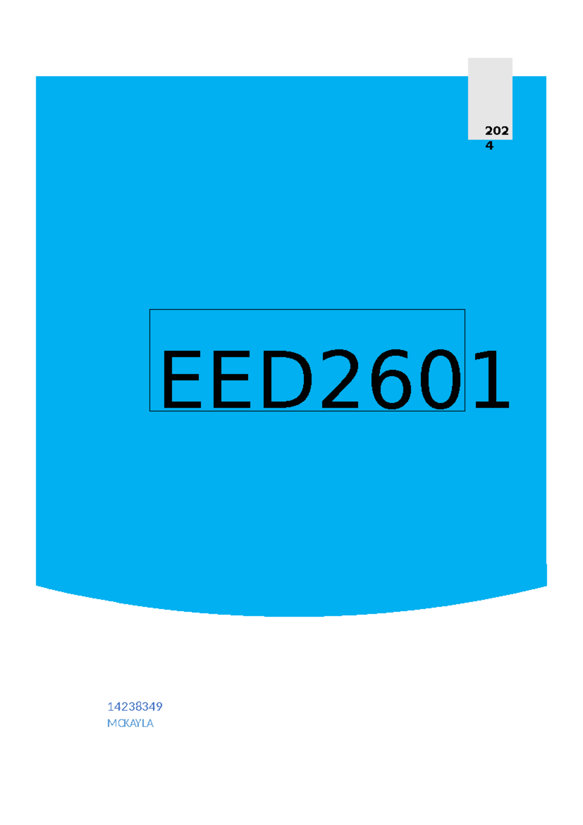 EED2601 - work - MCKAYLA - EED Activity - Studocu