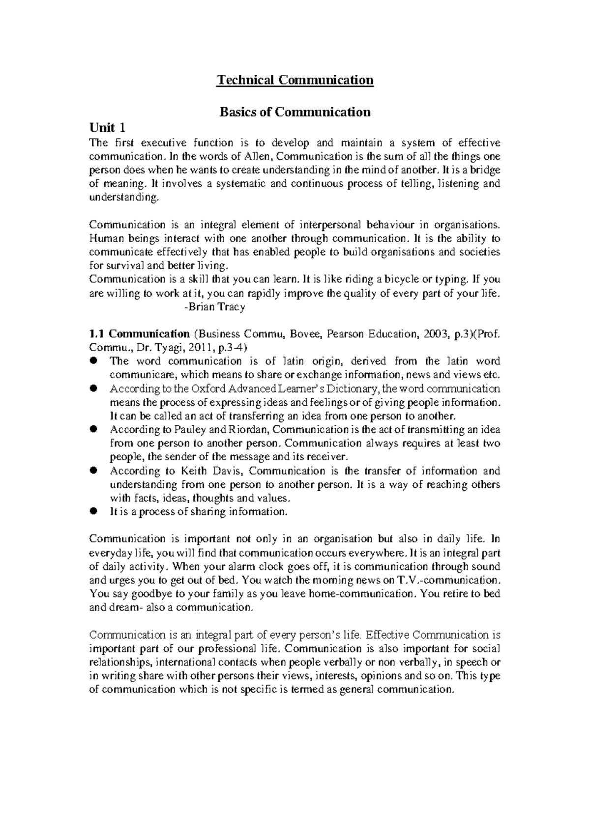 Technical communication Notes - Technical Communication Basics of ...