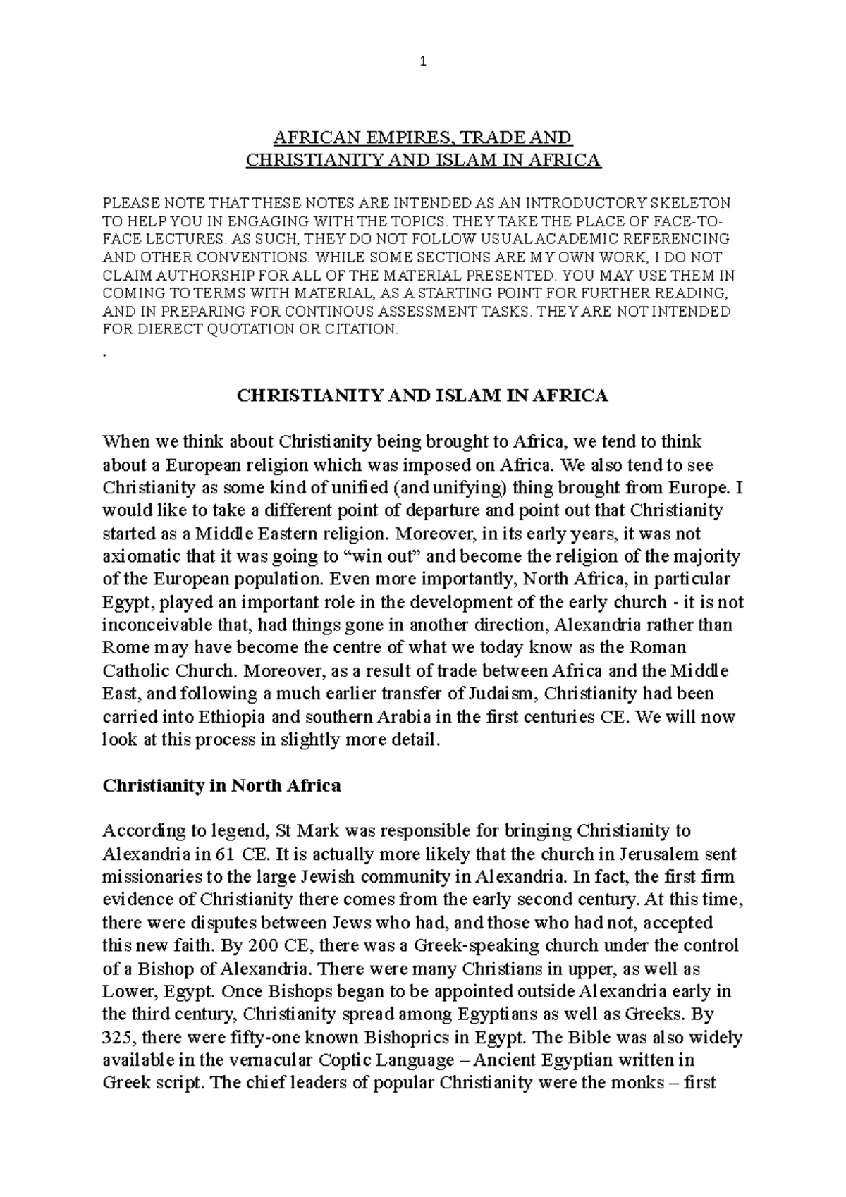 African empires Part 2 2022 - AFRICAN EMPIRES, TRADE AND CHRISTIANITY ...