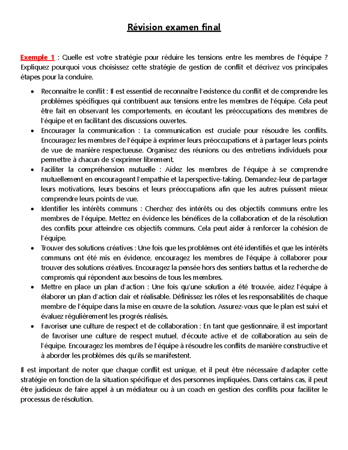 Révision examen final - MNG6086 - ULaval - Studocu