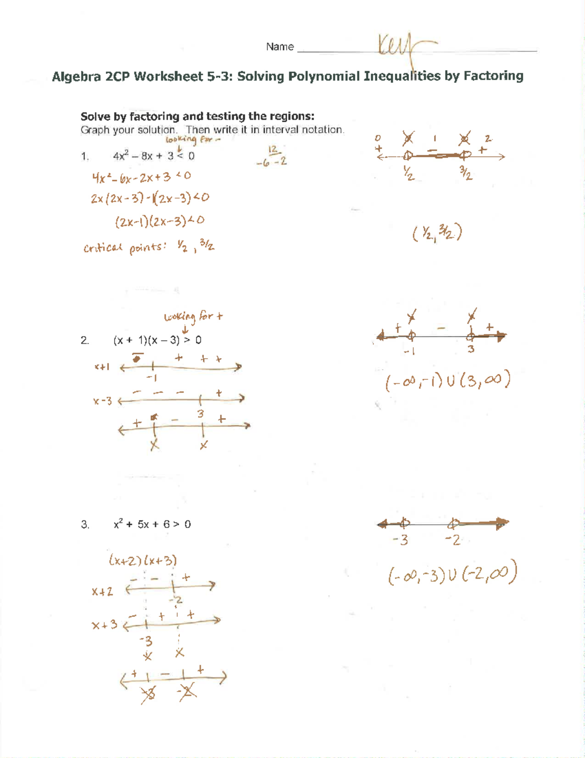 10 - polynomial inequalities key - Studocu