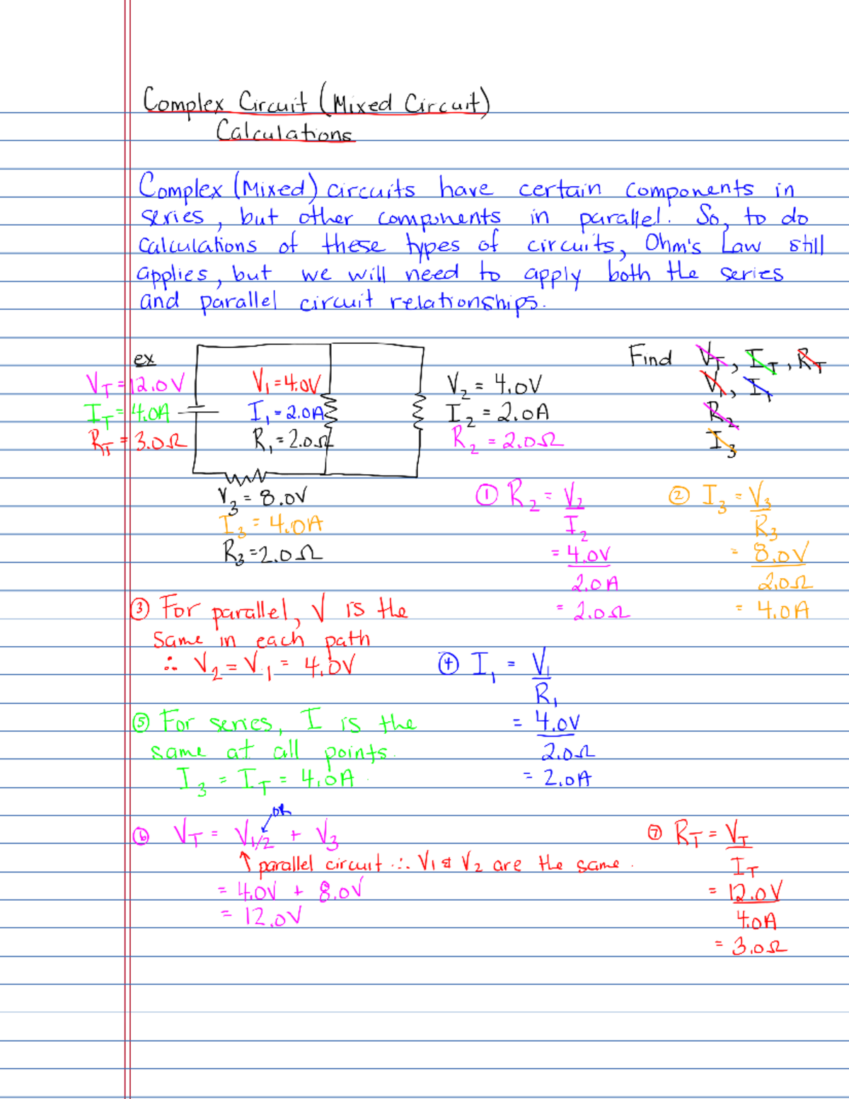 Complex (Mixed) Circuit Diagram Calculations - Studocu