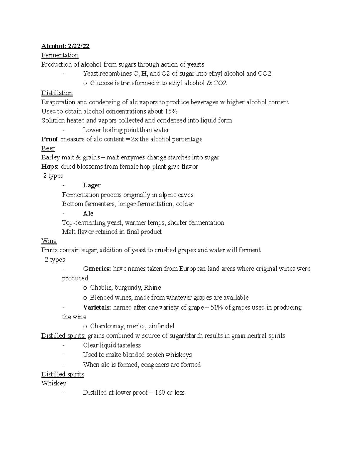 Drugs and behavior - unit 7: Alcohol - Alcohol: 2/22/ Fermentation ...
