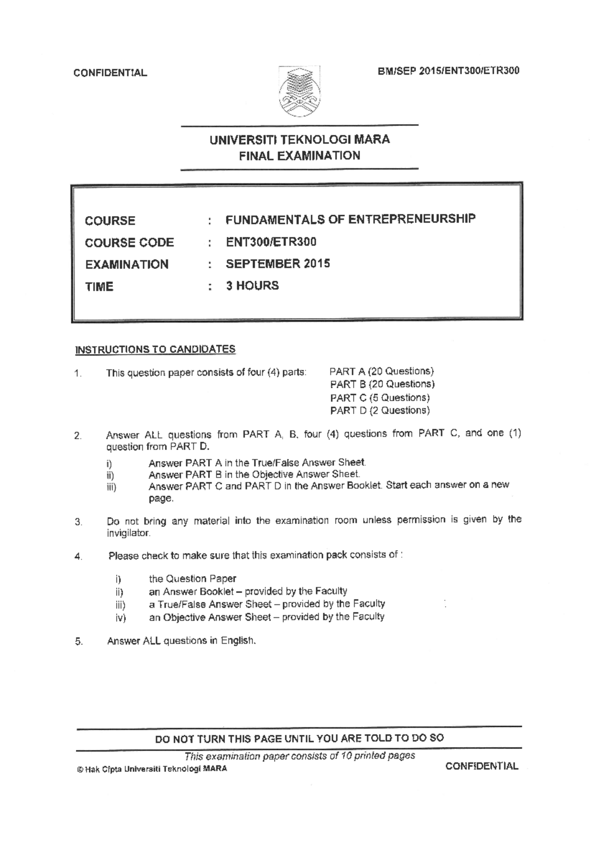 ENT300 ETR300-5 - Fundamentals of Entrepreneurship - UiTM - Studocu