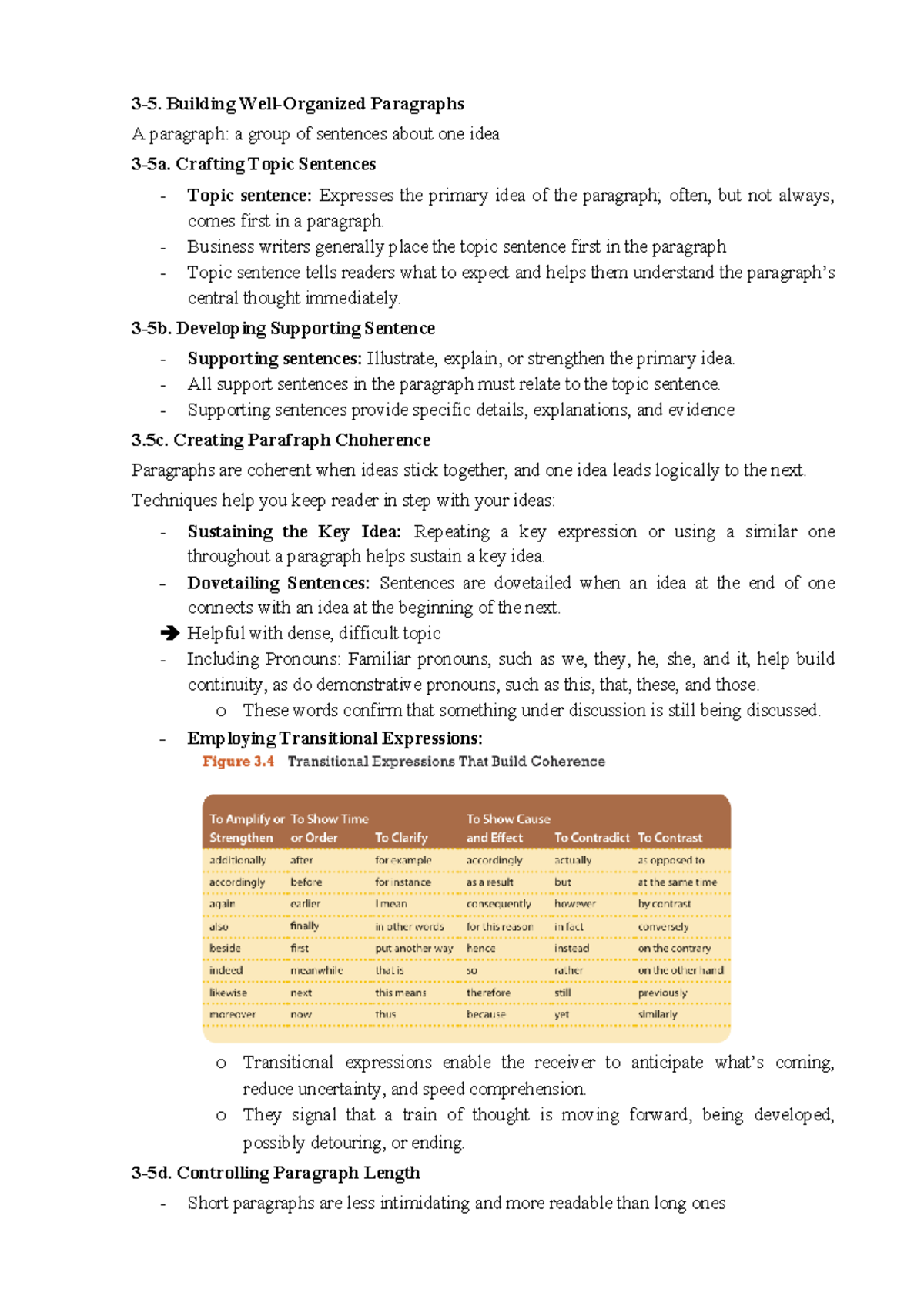 Buổi 6+7 - summary - 3-5. Building Well-Organized Paragraphs A ...