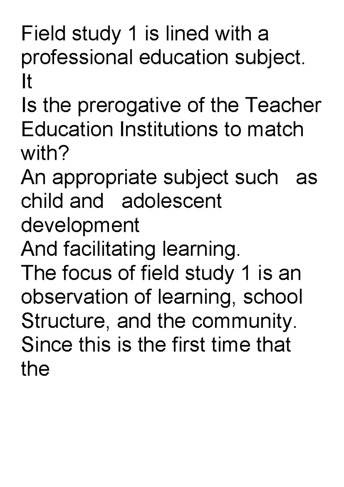 Field Study 1 - nothing - Field study 1 is lined with a professional ...