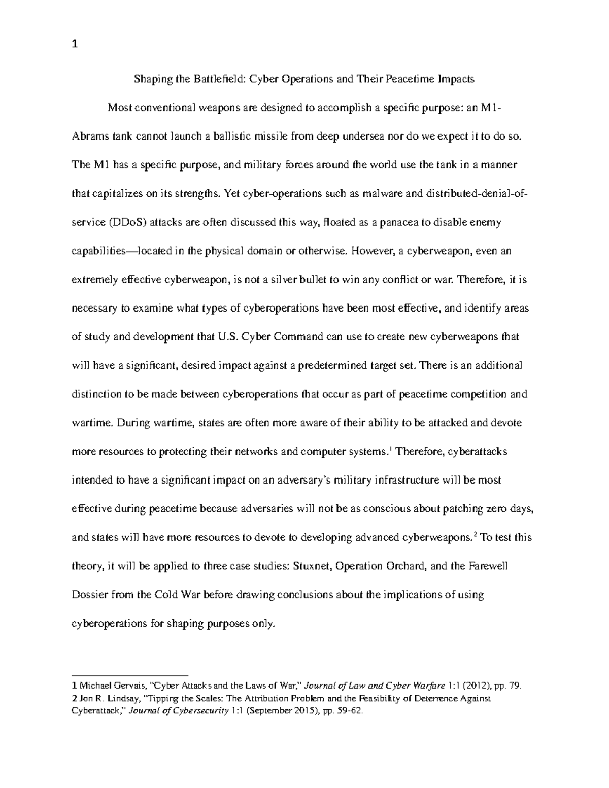 SEST 569 Final Paper-Cyber Shaping Operations - Shaping the Battlefield ...