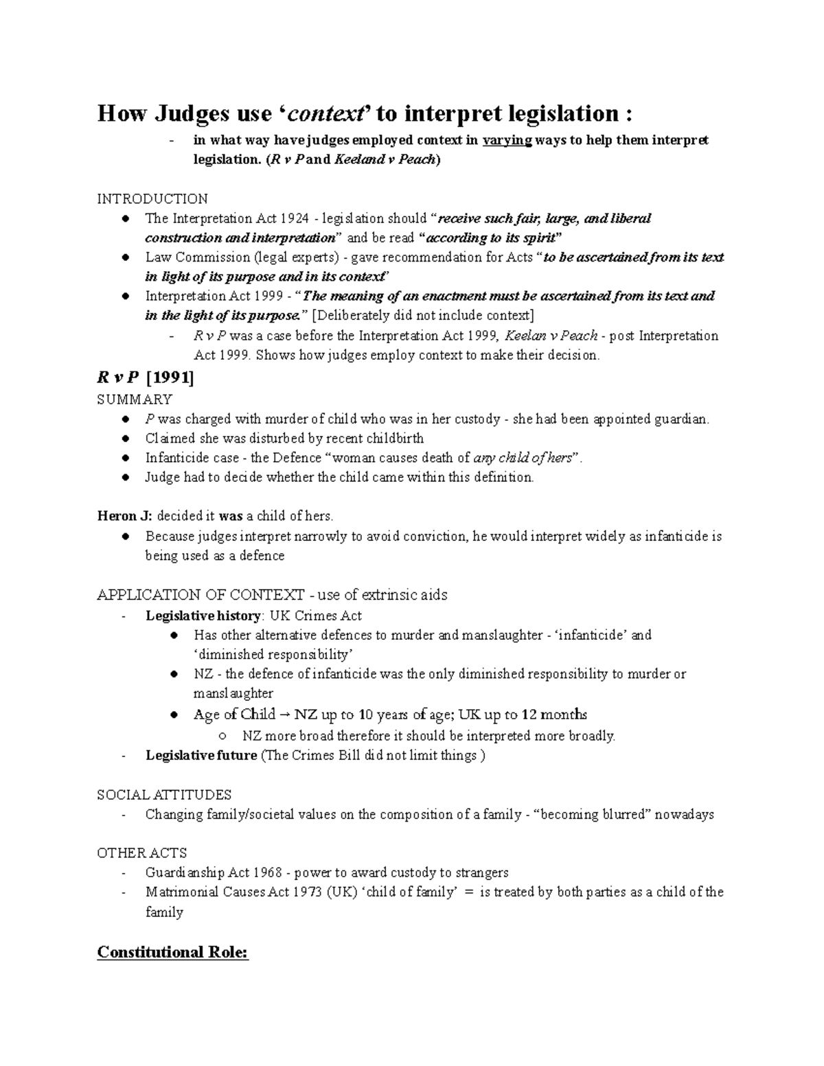 LAWS101 2019 Exam A - How Judges use ‘context’ to interpret legislation ...