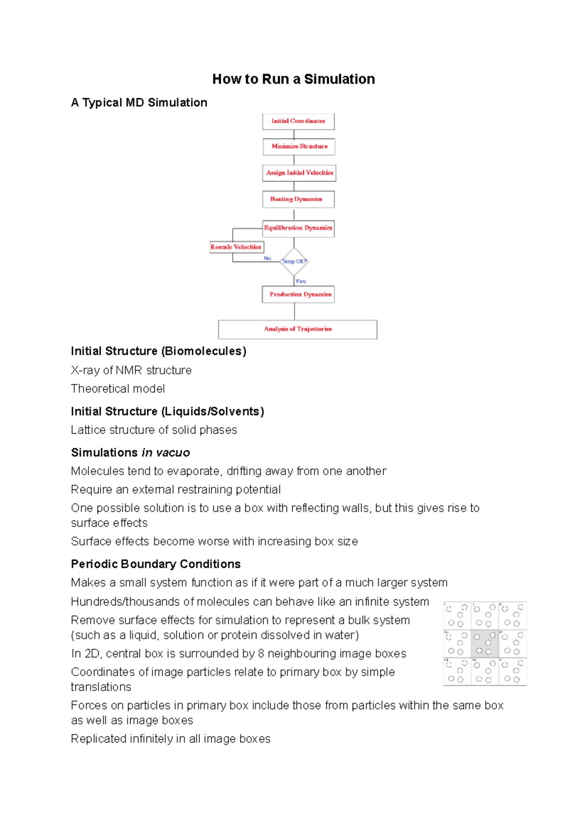 How to Run a Simulation - Lecture notes 11 - How to Run a Simulation A ...