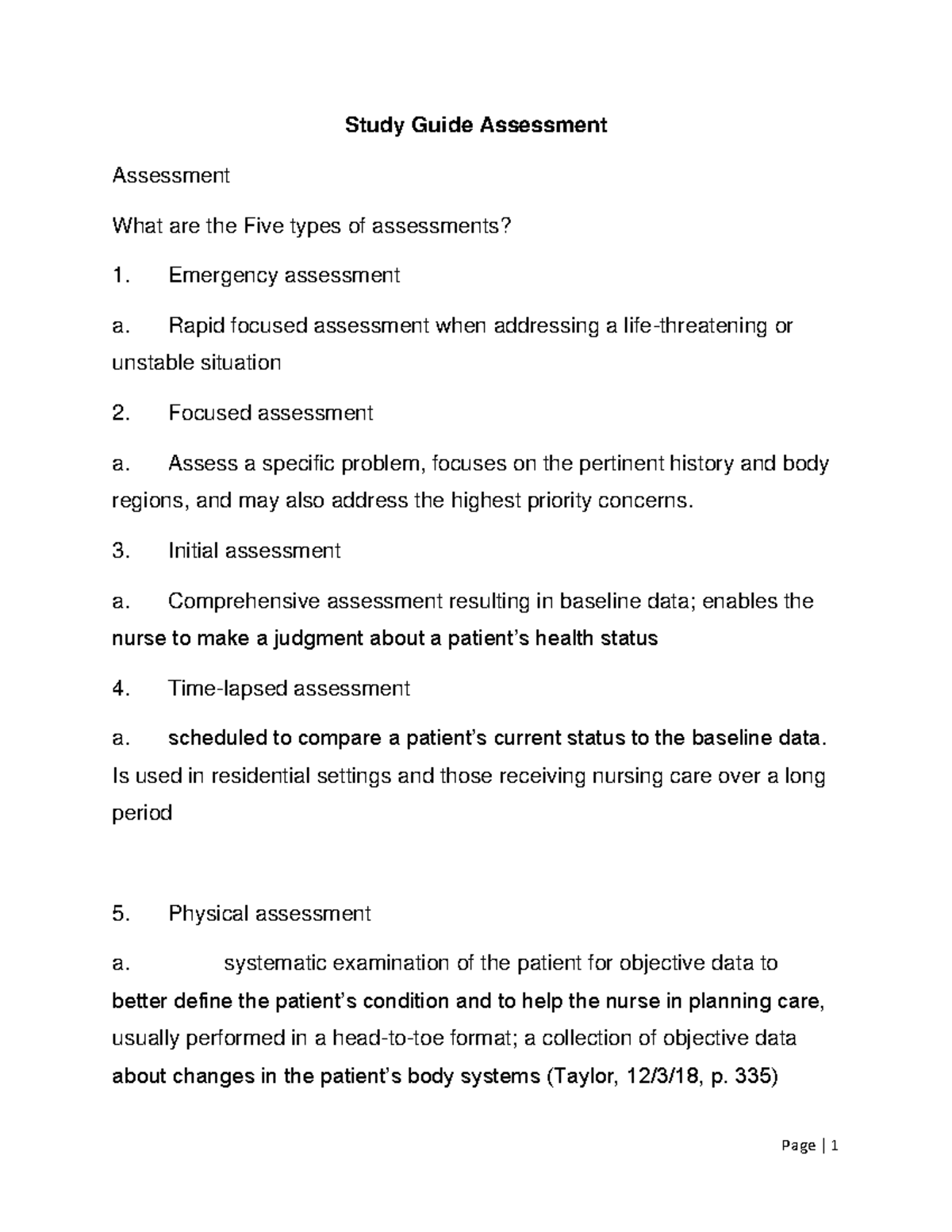 Study Guide Assessment - Study Guide Assessment Assessment What are the ...