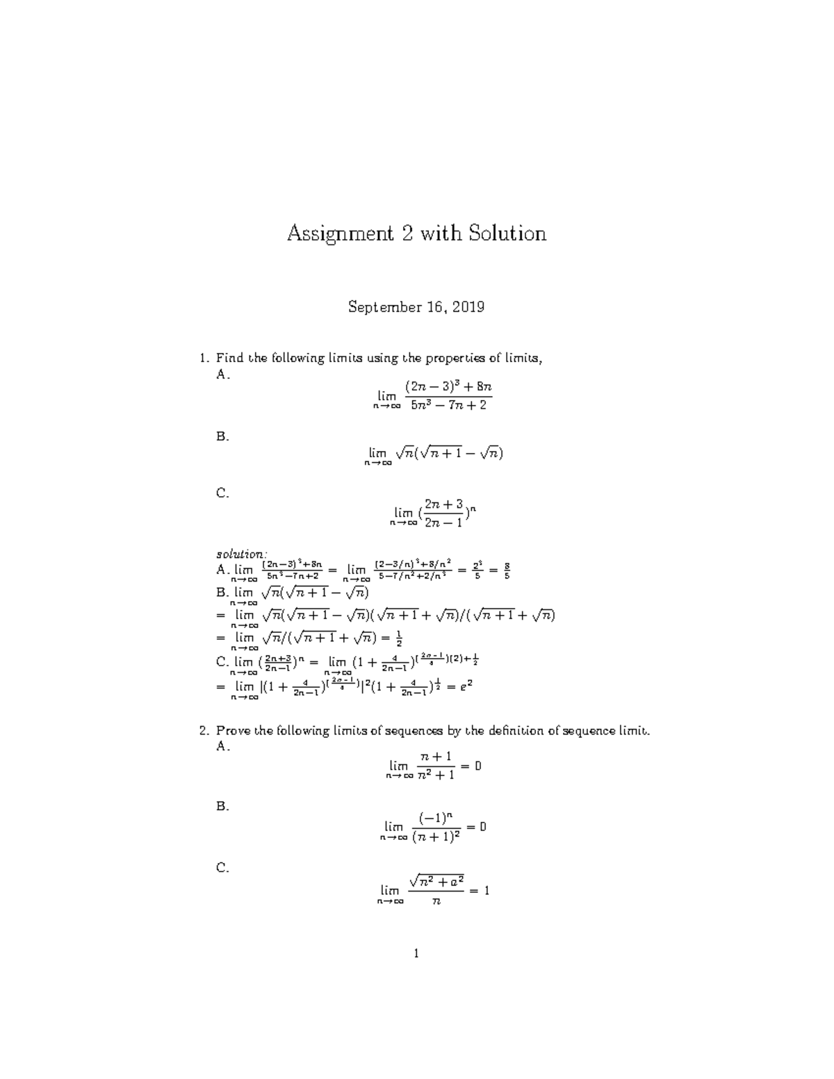 Assignment 2 with solution - Assignment 2 with Solution September 16 ...