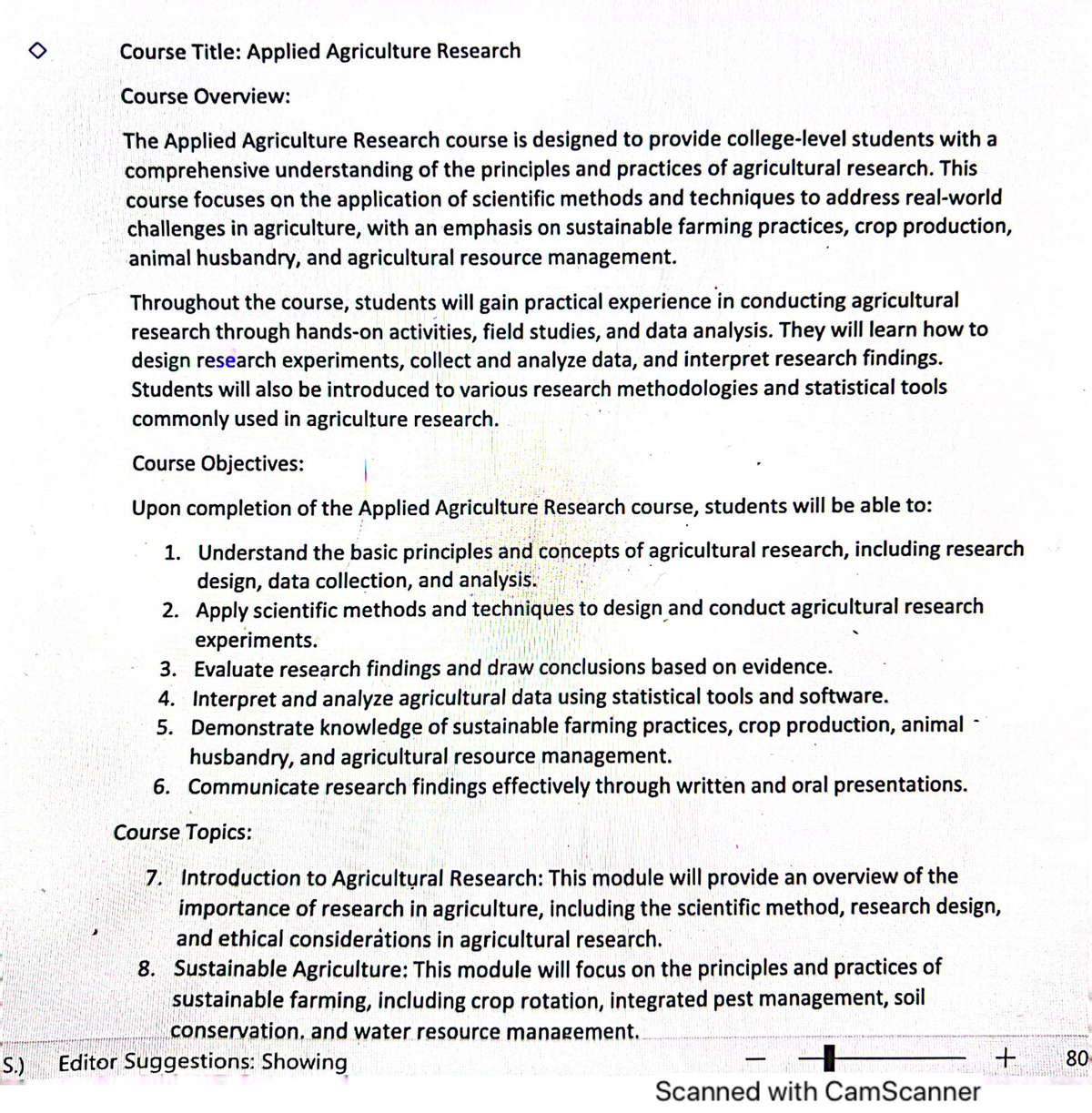 AAR overview - Course Title: Applied Agriculture Research Course ...