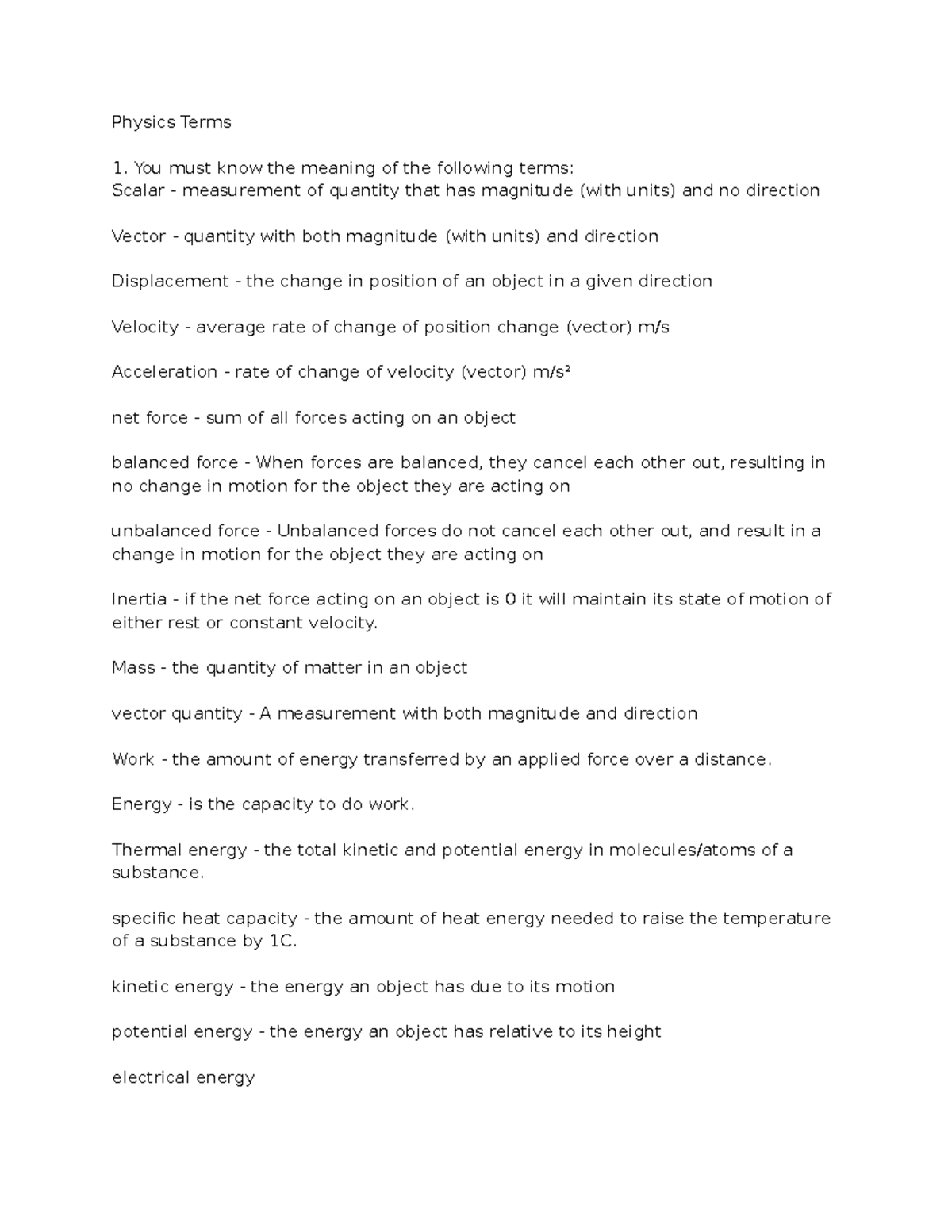 Physics Terms - Physics Terms You must know the meaning of the ...