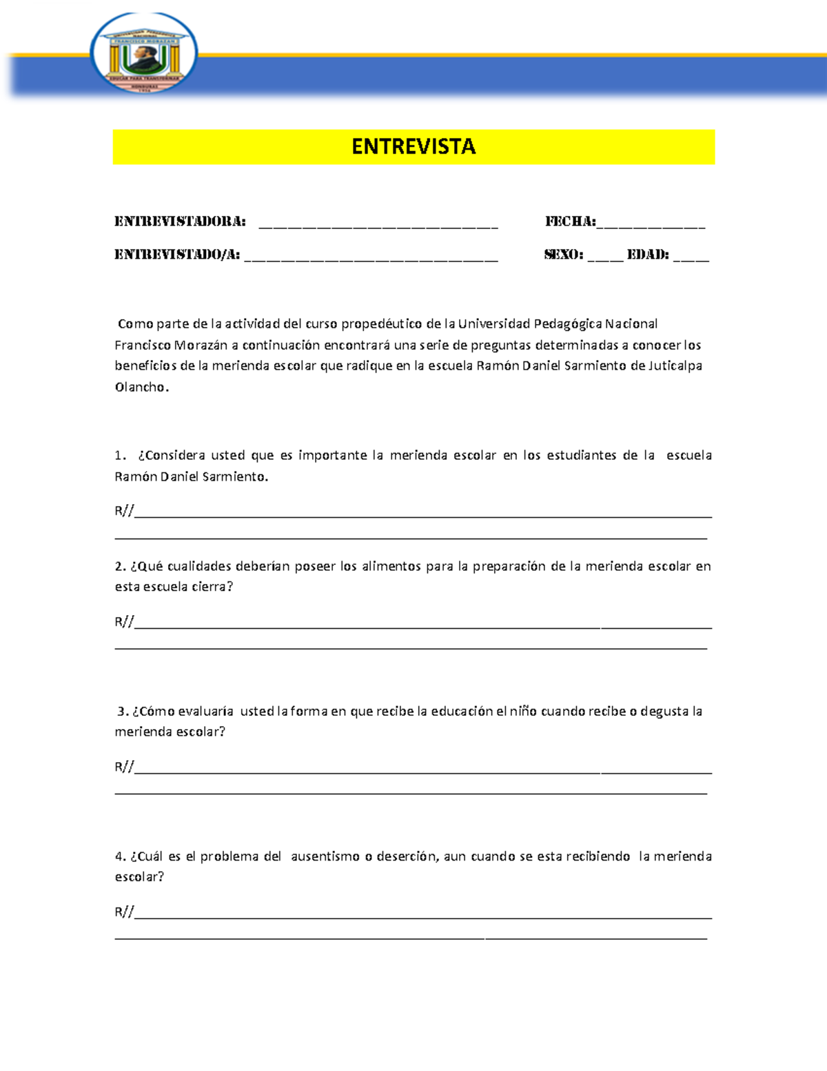 Entrevista Final - ENTREVISTA Entrevistadora ...