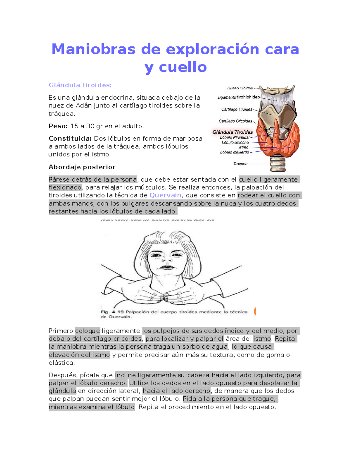 Maniobras de exploración cara y cuello - Maniobras de exploración cara ...