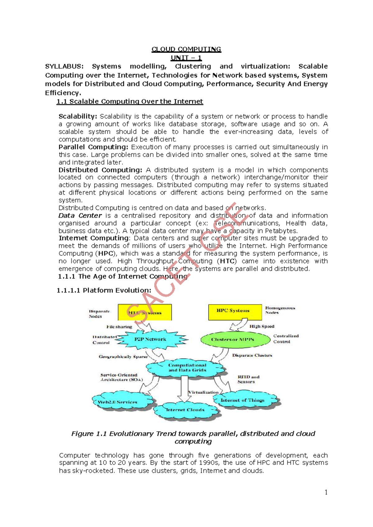 Cloud Computing 5 units - CLOUD COMPUTING UNIT – 1 SYLLABUS: Systems modelling, Clustering and ...