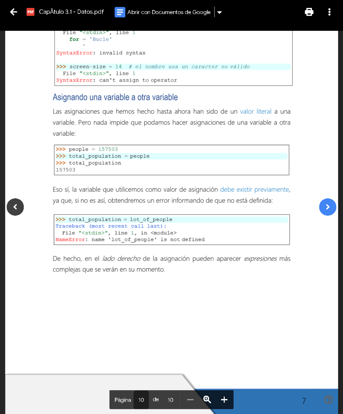 Apuntes Python - Comentarios de la clase Apuntes Python MARÍA DEL ...