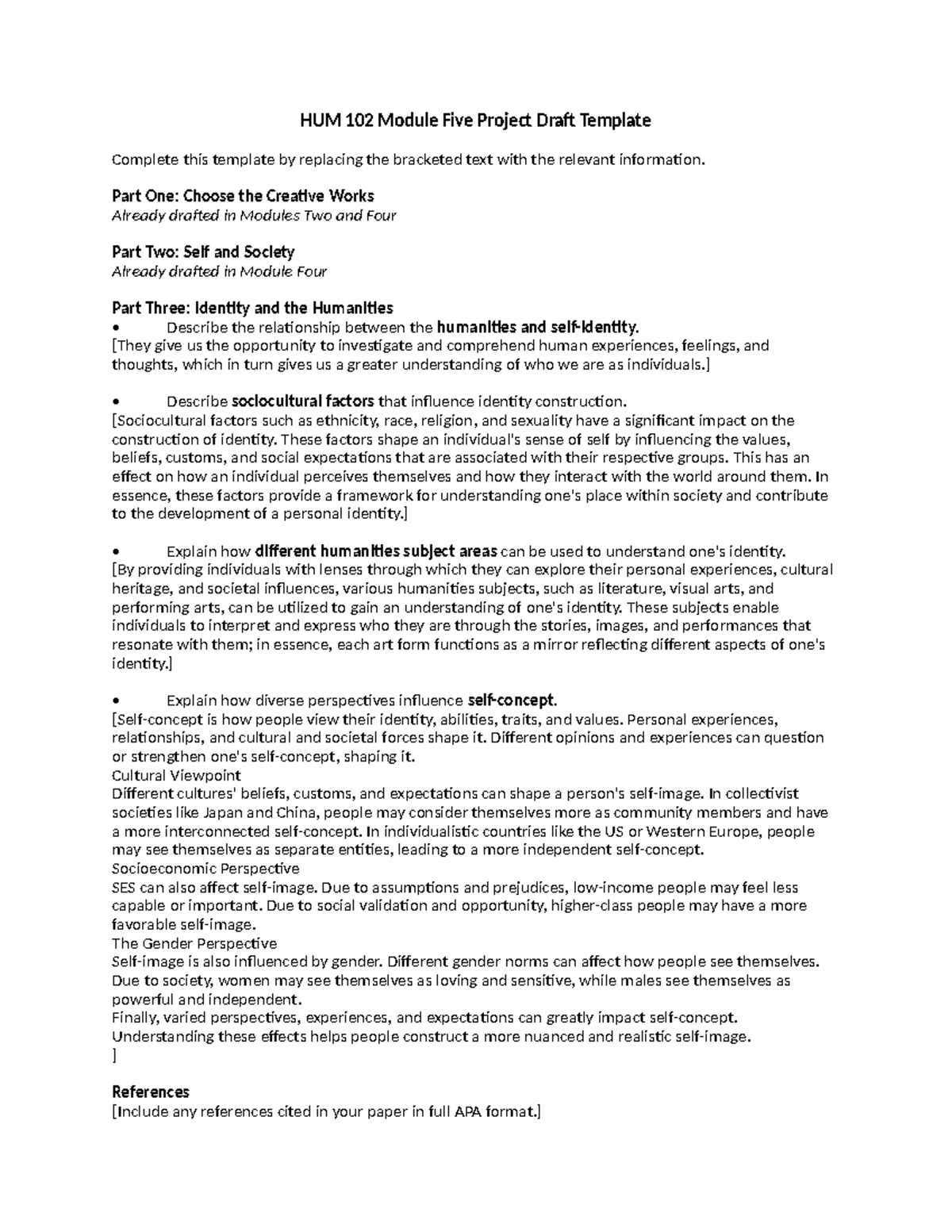 Hummod 5 - module 5 assignment - HUM 102 Module Five Project Draft ...