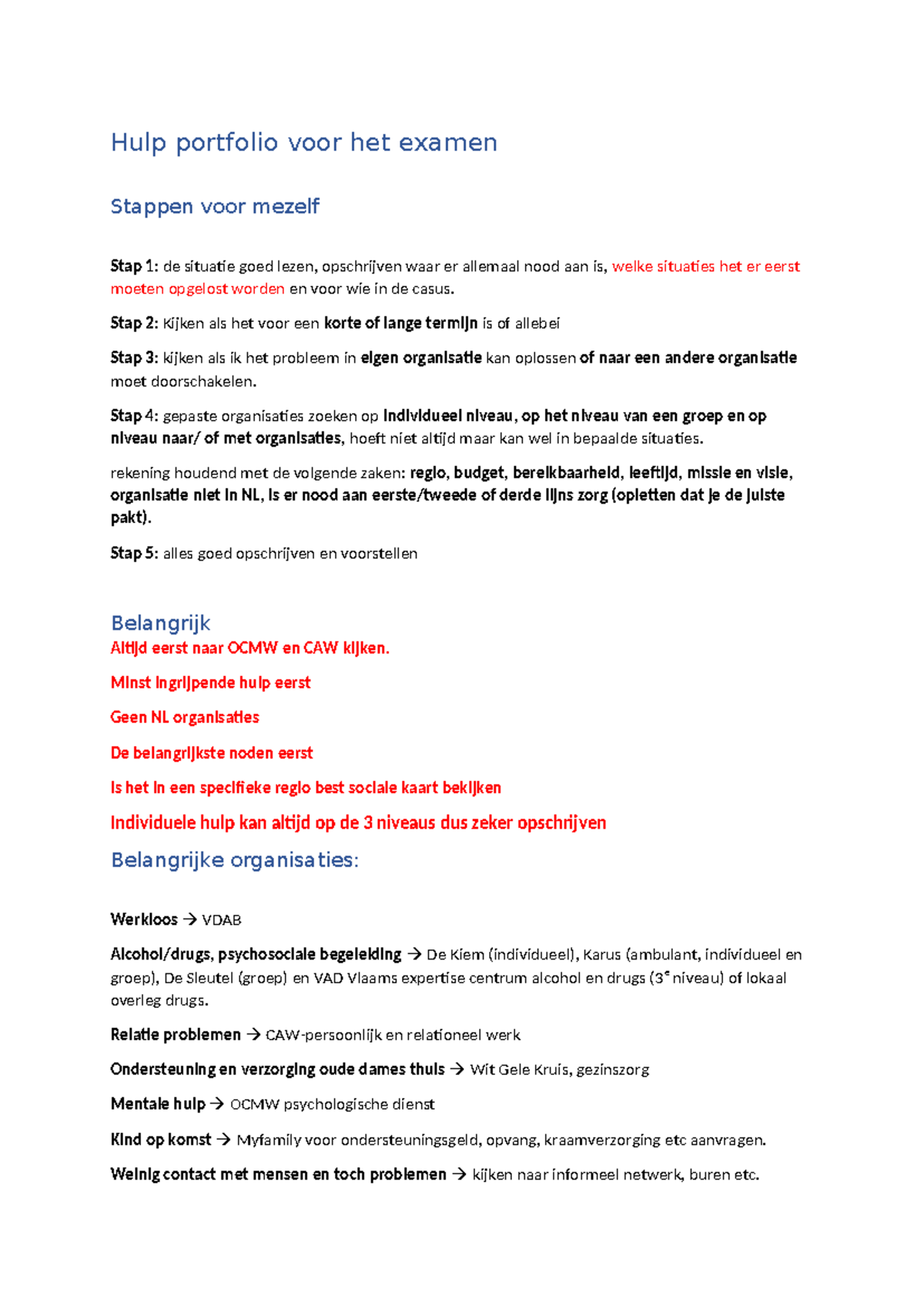 Hulp portfolio voor het examen - Hulp portfolio voor het examen Stappen ...