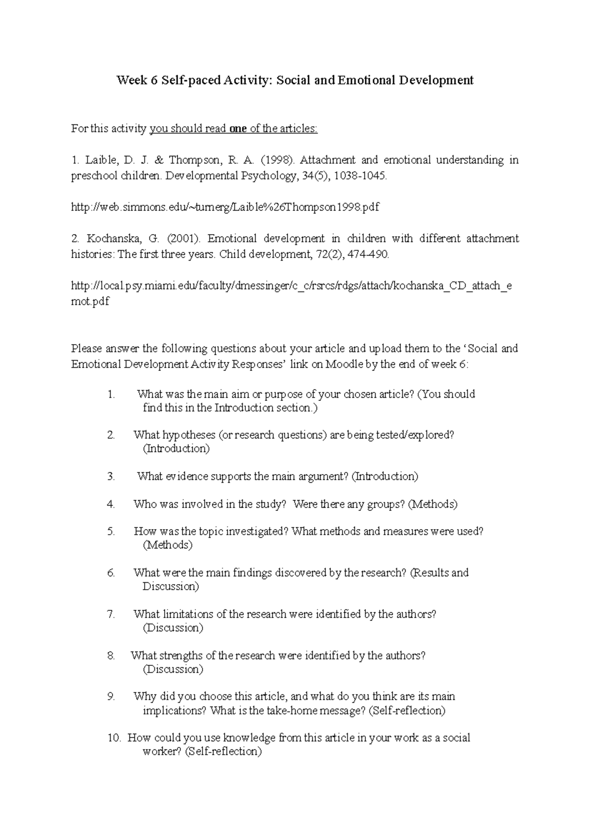 Self-paced Activity - Social and Emotional Development - J. & Thompson ...