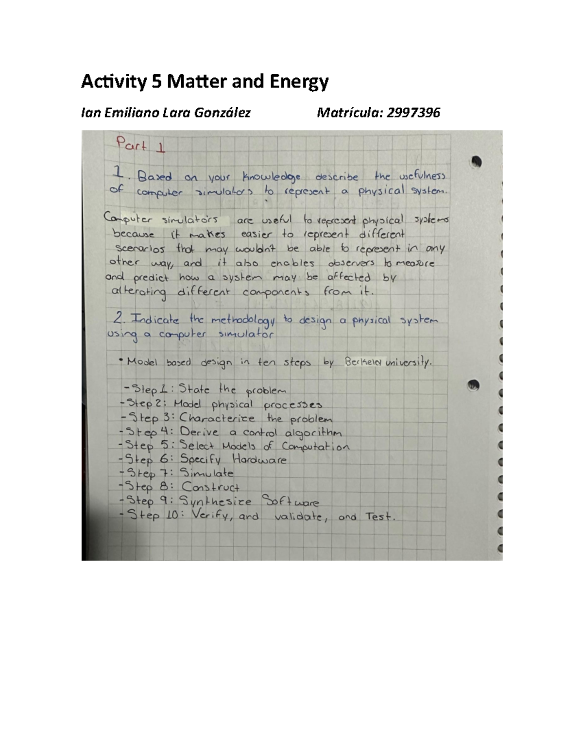 Activity 5 Matterand Energy - Activity 5 Matter and Energy Ian Emiliano ...