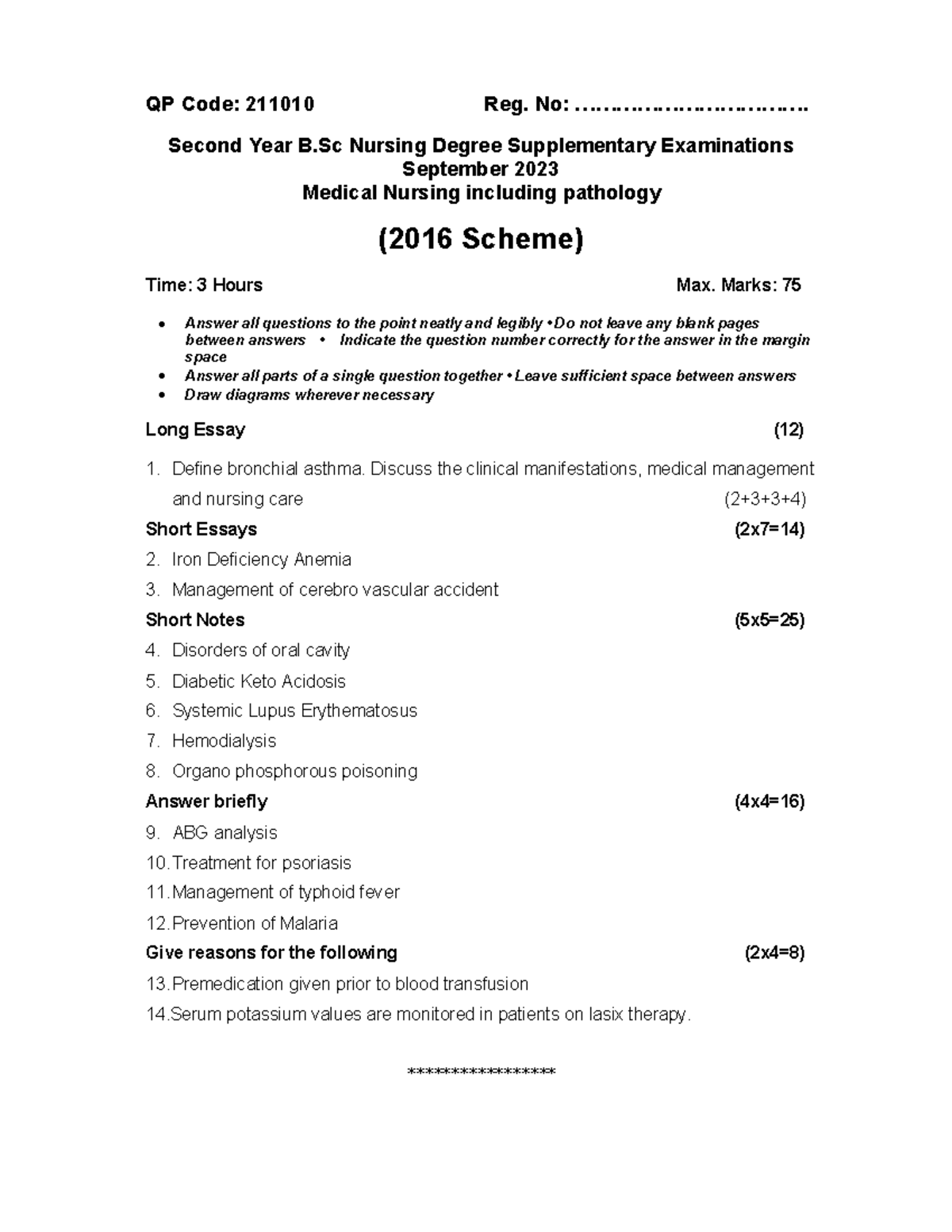 Ahn question model - QP Code: 211010 Reg. No: .................................. Second Year B ...