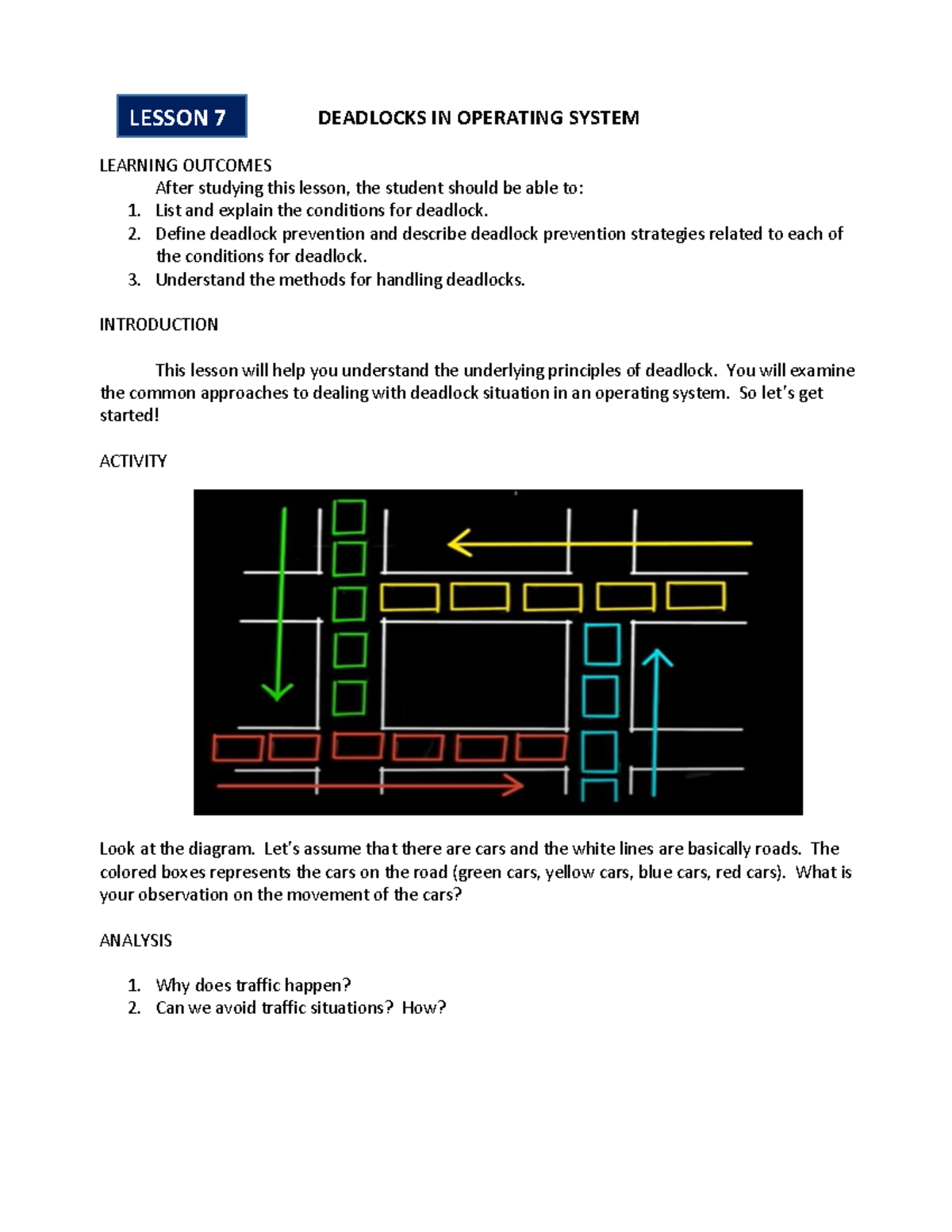 Lesson-7-Deadlocks - Lesson-7-Deadlocks - DEADLOCKS IN OPERATING SYSTEM ...