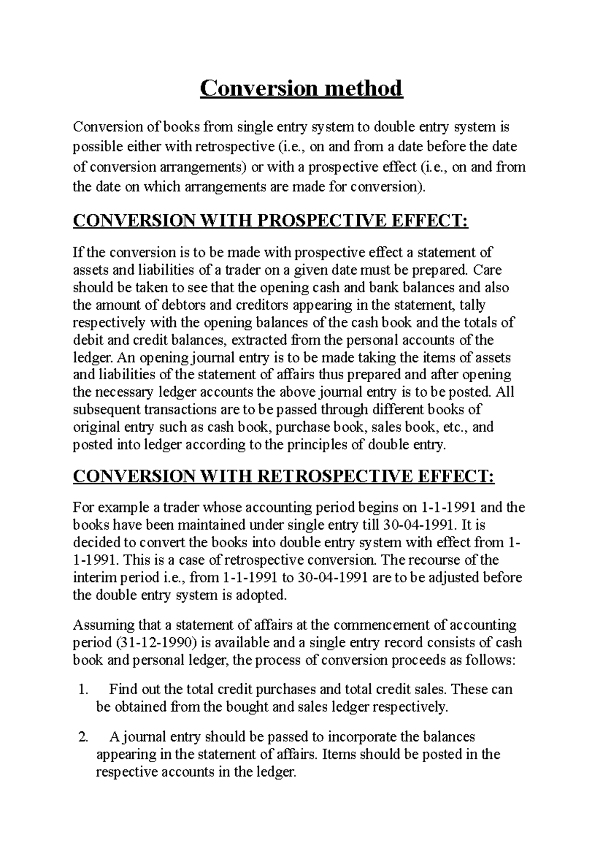 Conversion method - Conversion method Conversion of books from single ...