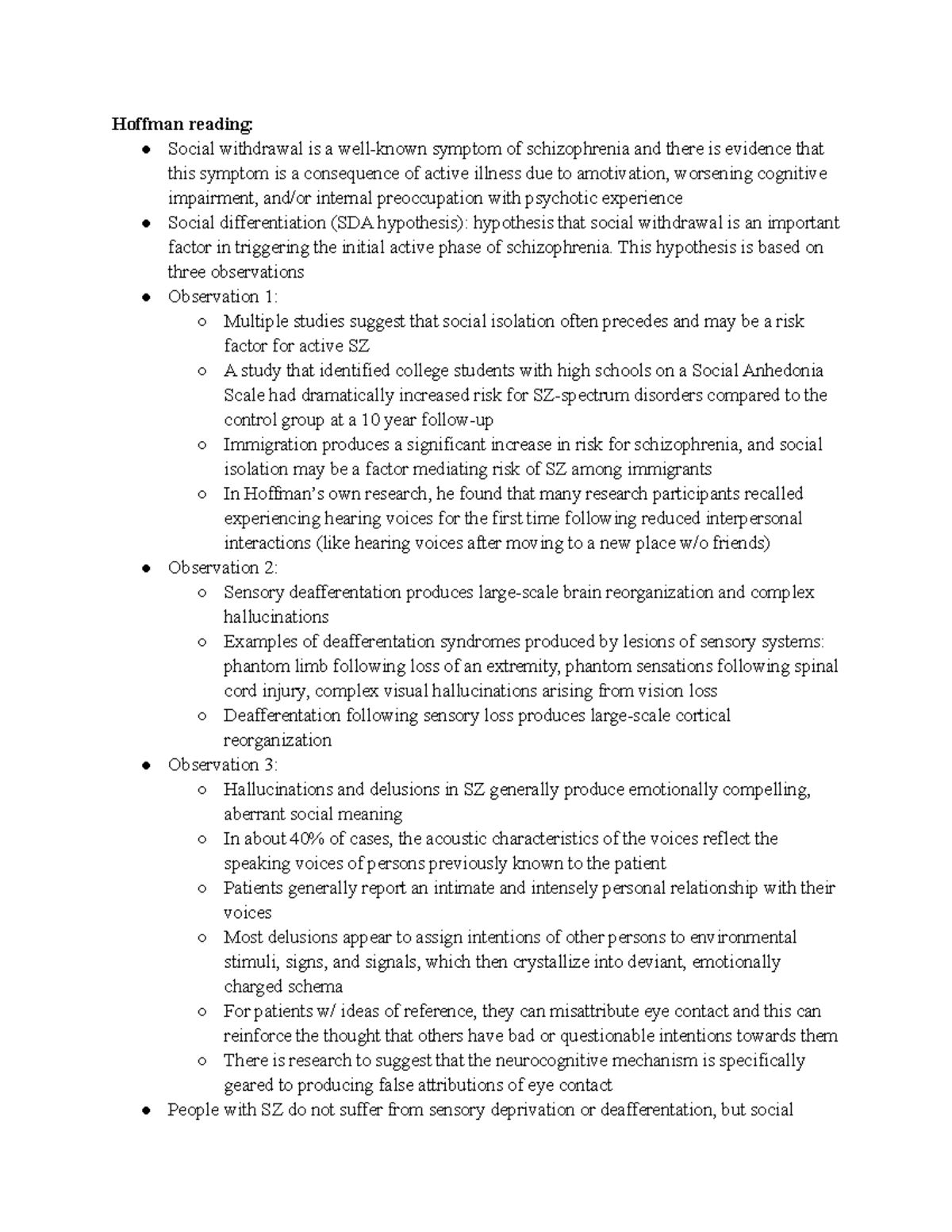Readings for 4/7 - Hoffman reading: Social withdrawal is a well-known ...